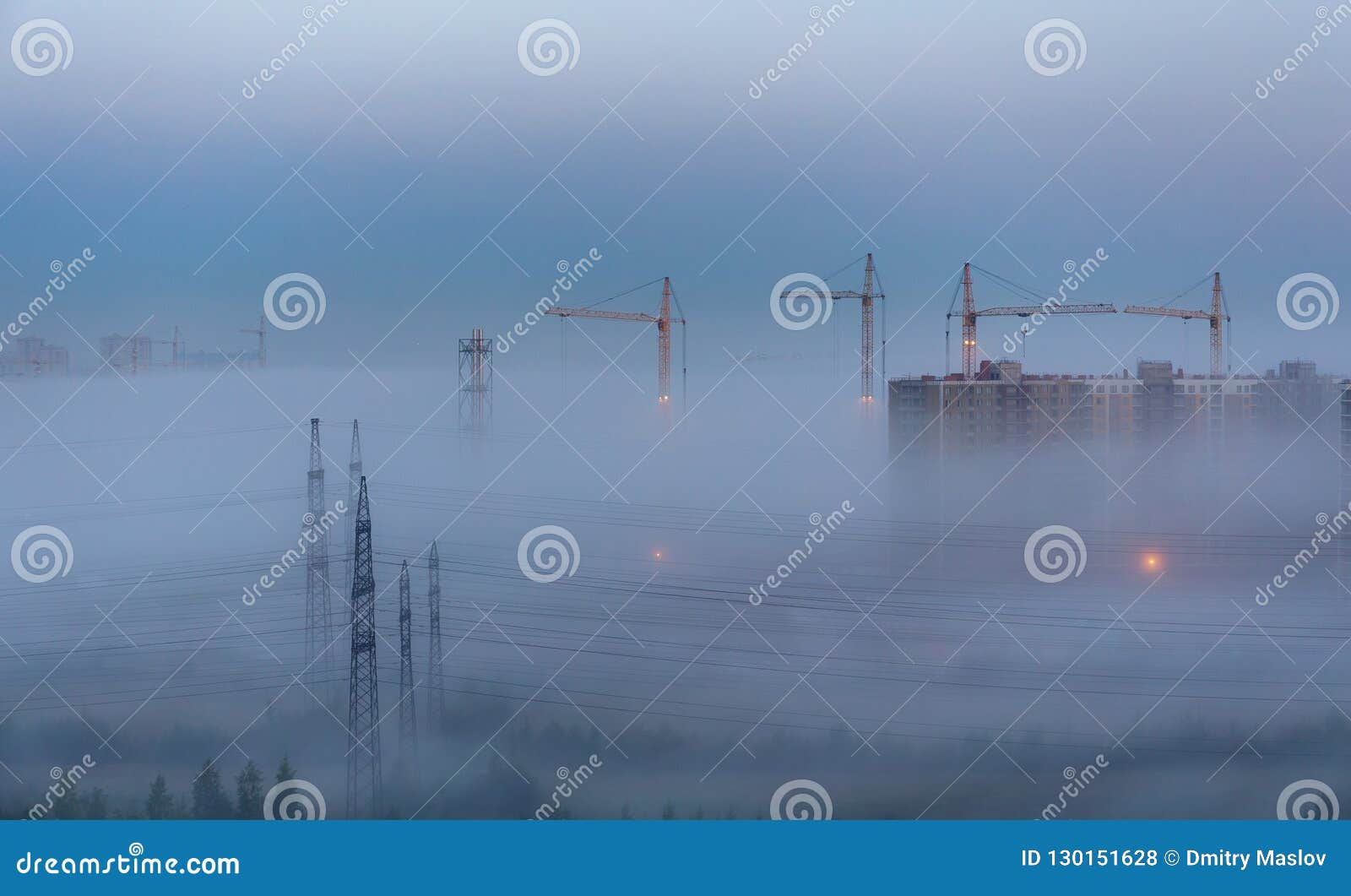 Fog at the Construction Site Stock Photo - Image of building, beautiful ...