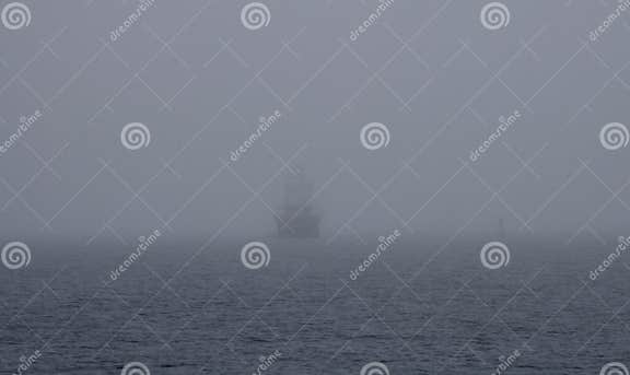 Fog Covered Channel Marker stock image. Image of danger - 7075363