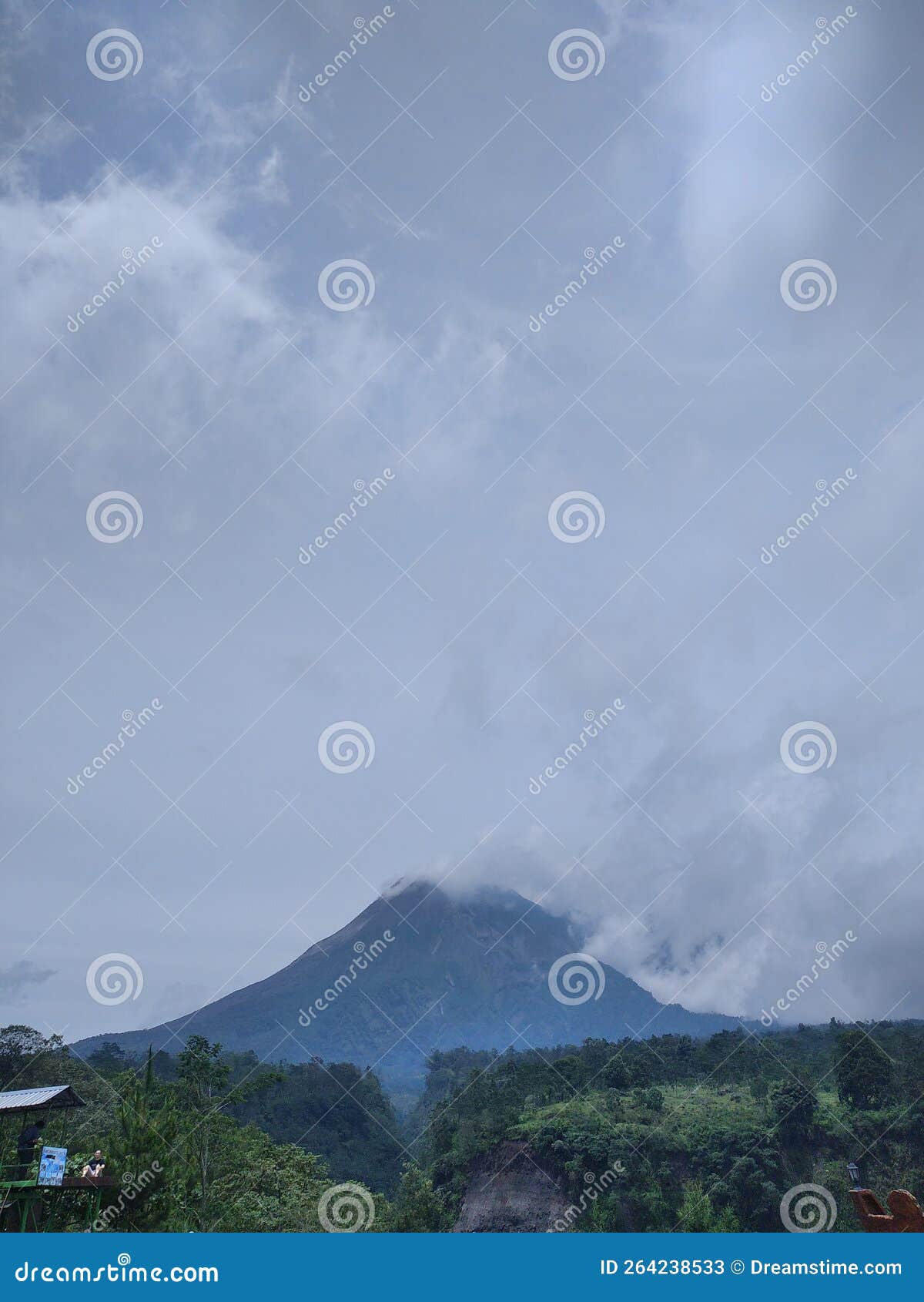 Fog covered the volcano stock image. Image of volcano - 264238533