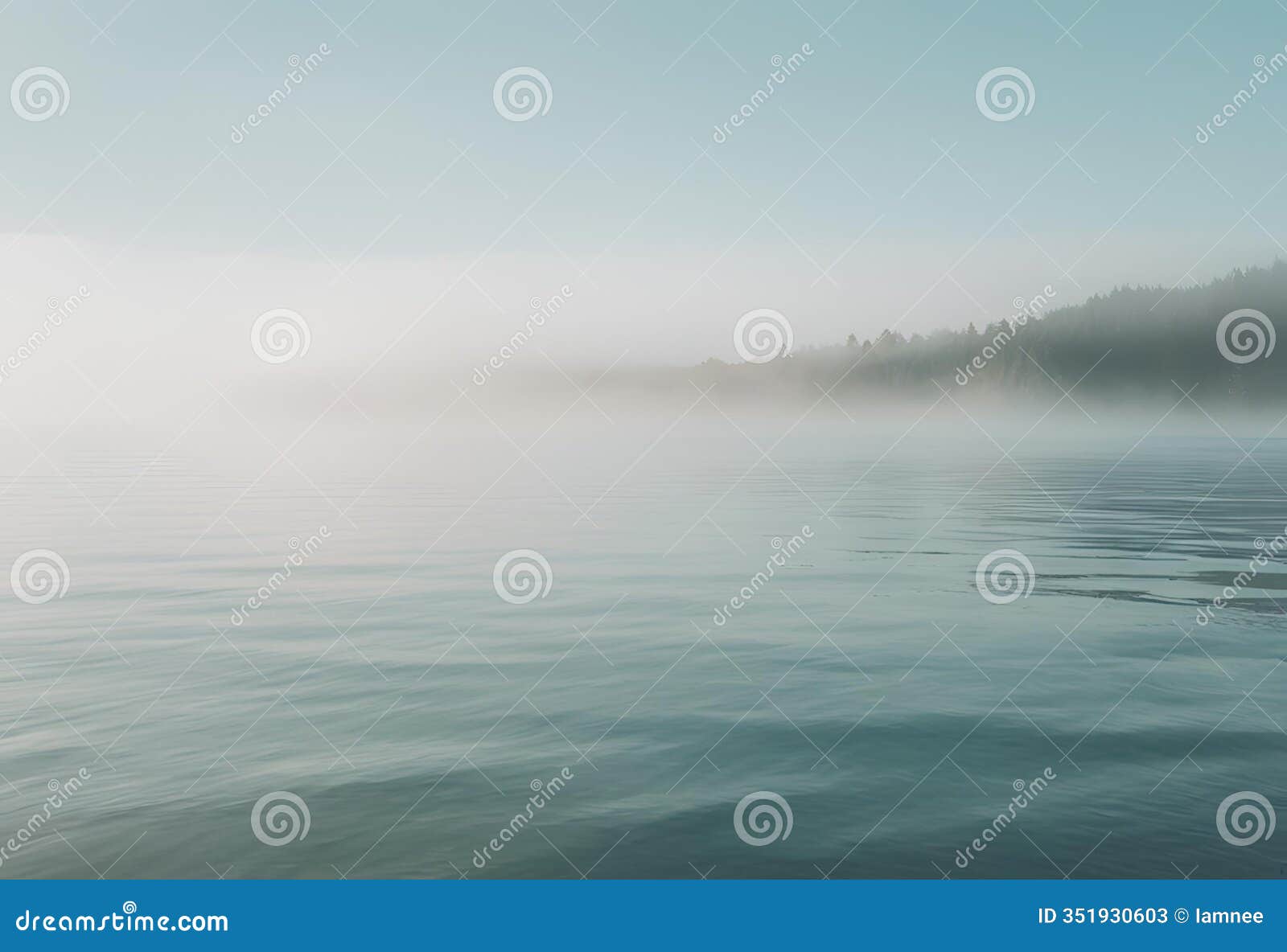 Fog Covers the Surface of the Tranquil Lake. Stock Illustration ...