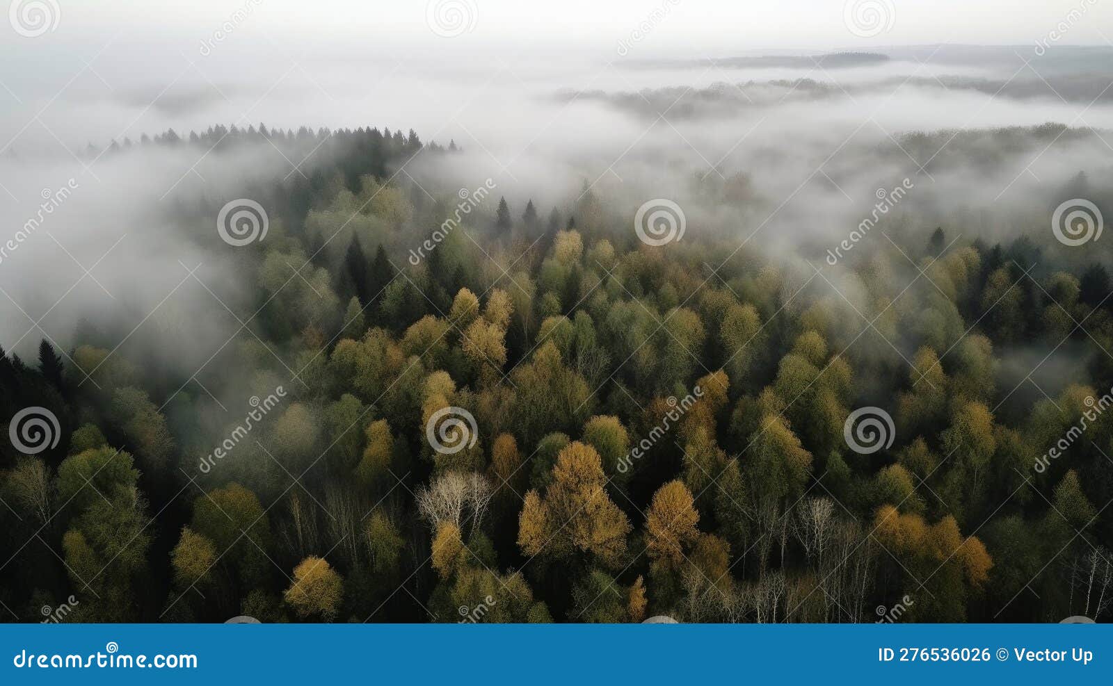 Fog in Forest Aerial View. Generative AI Stock Illustration ...