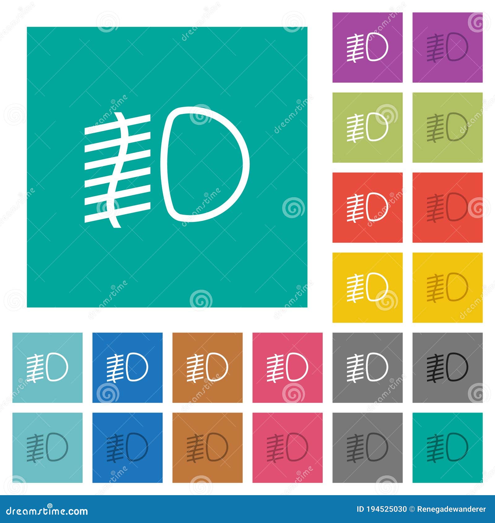 Fog Lights Square Flat Multi Colored Icons Stock Vector - Illustration ...