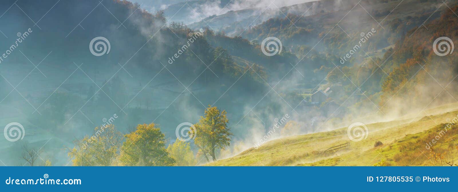 In the Fog on the Mountain with Moving Mist for Nature Stock Image ...