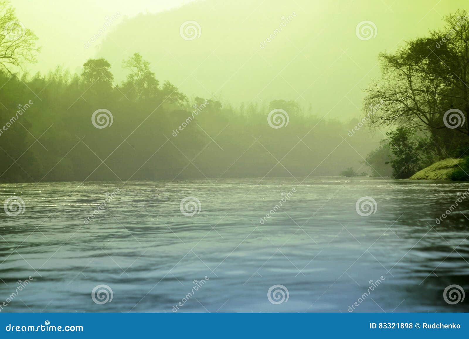 Fog Mystic River and Forest Landscape Stock Photo - Image of mountain ...