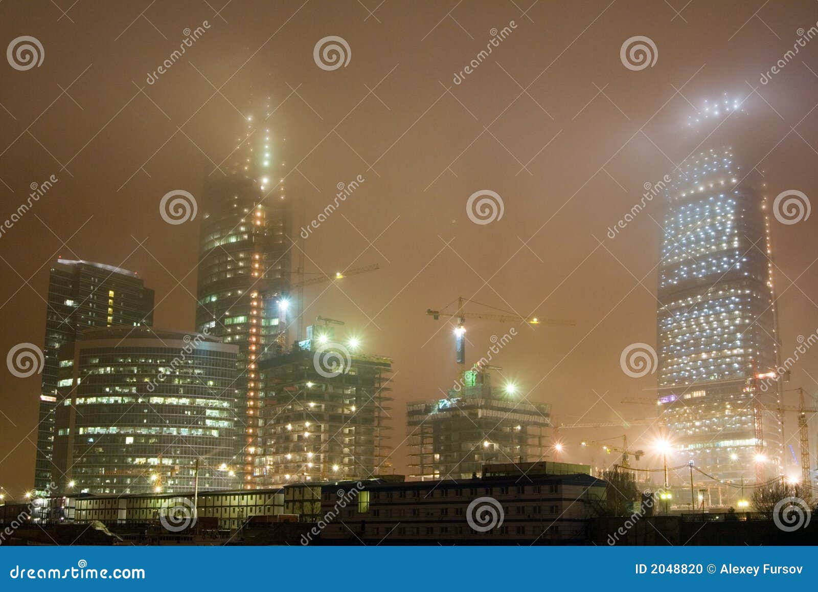 Fog at night city stock photo. Image of high, buildings - 2048820