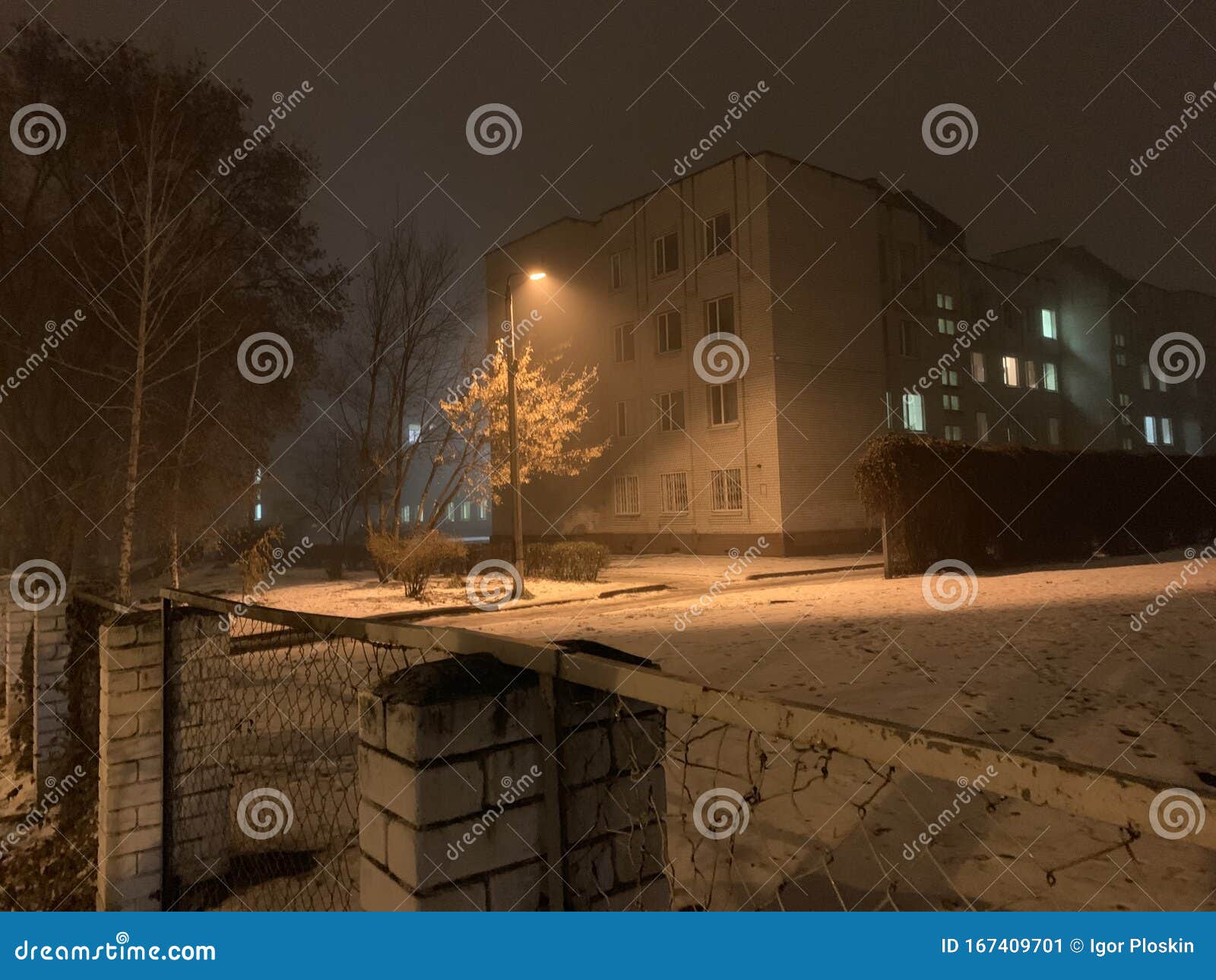 Fog at Night and Light from a Lantern Stock Image - Image of night ...
