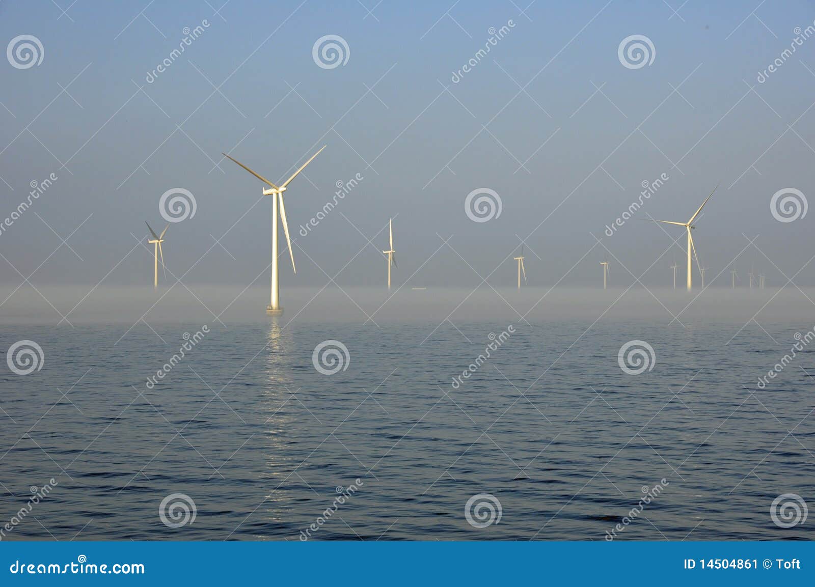 Fog in offshore windpark stock image. Image of good, wind - 14504861