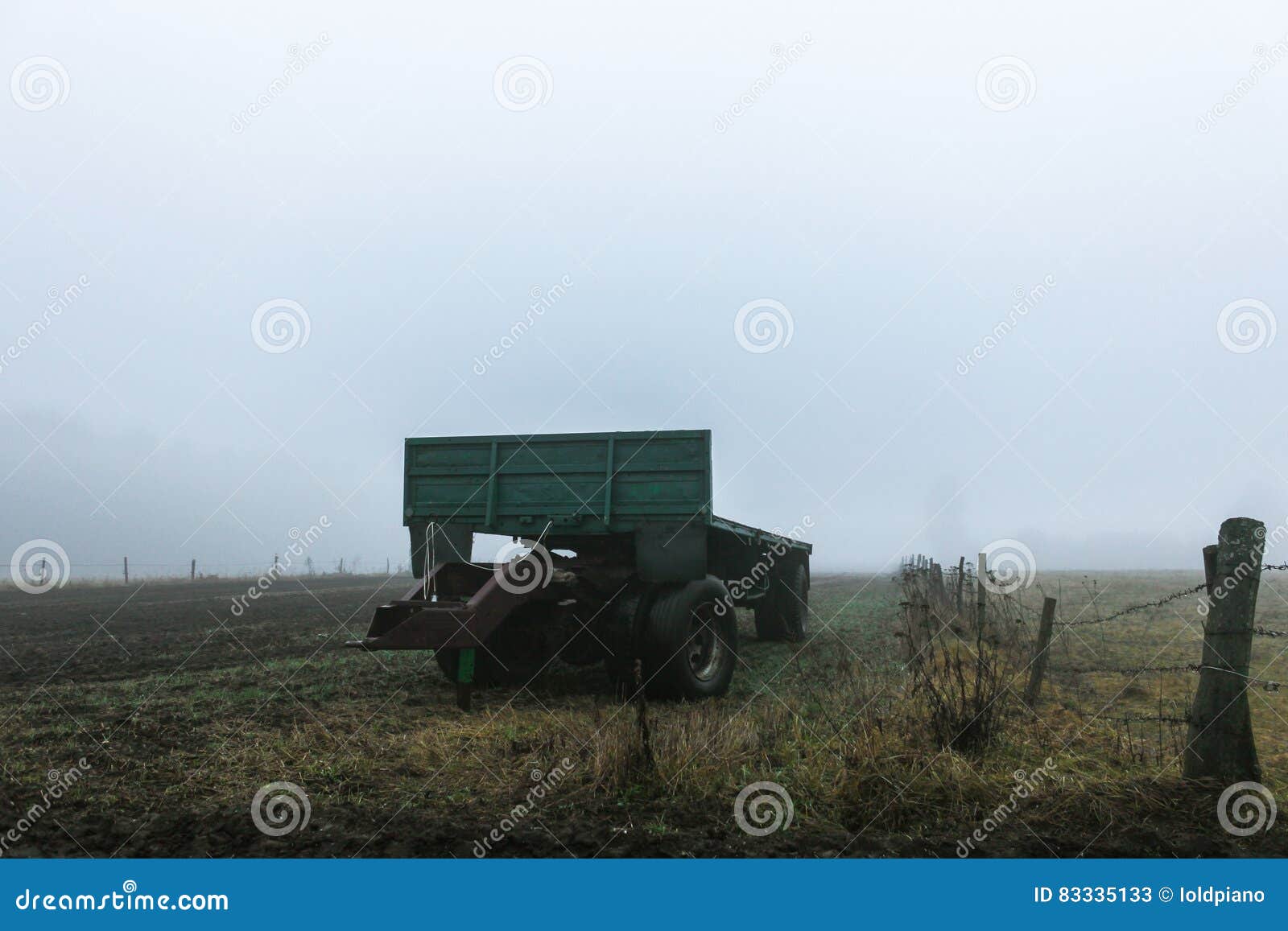 In the fog stock image. Image of fence, trees, december - 83335133