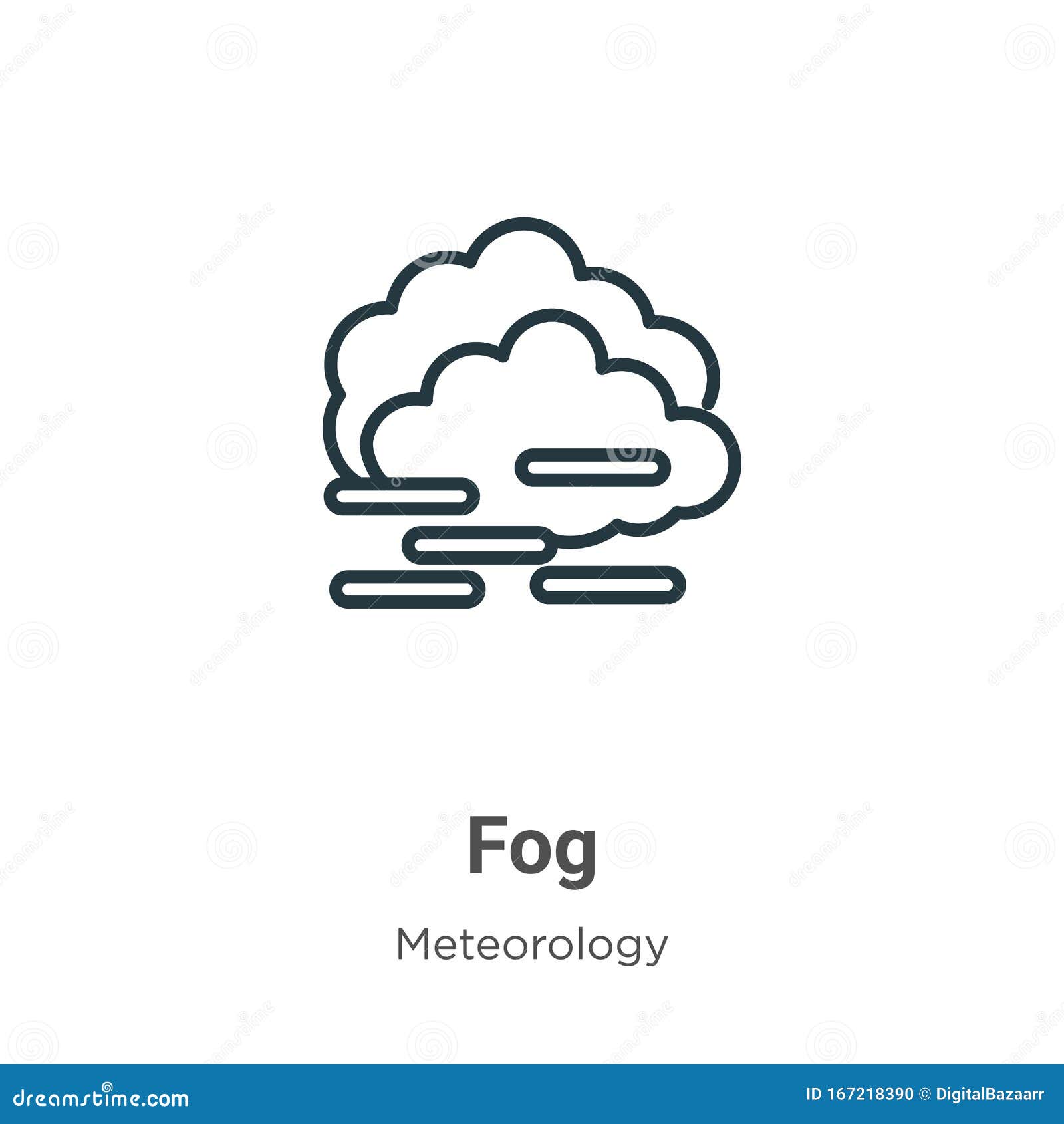 Fog Outline Vector Icon. Thin Line Black Fog Icon, Flat Vector Simple ...