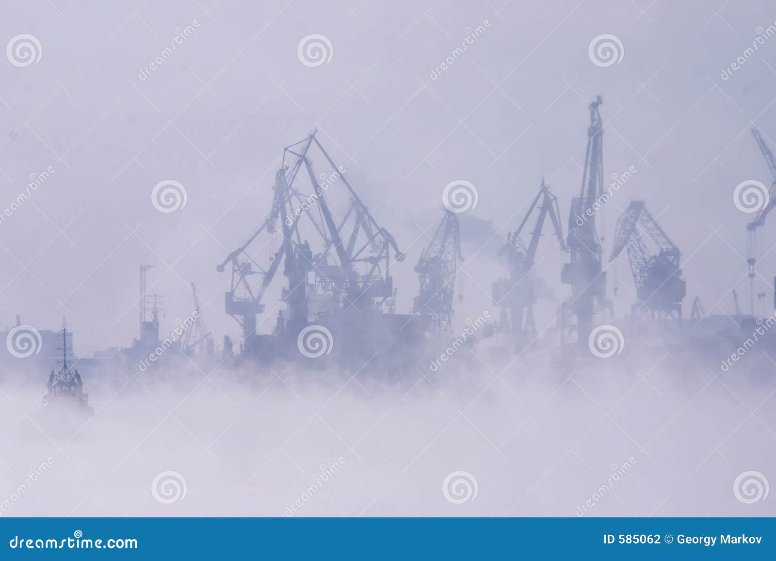 Fog over harbor stock photo. Image of water, boat, harbour - 585062