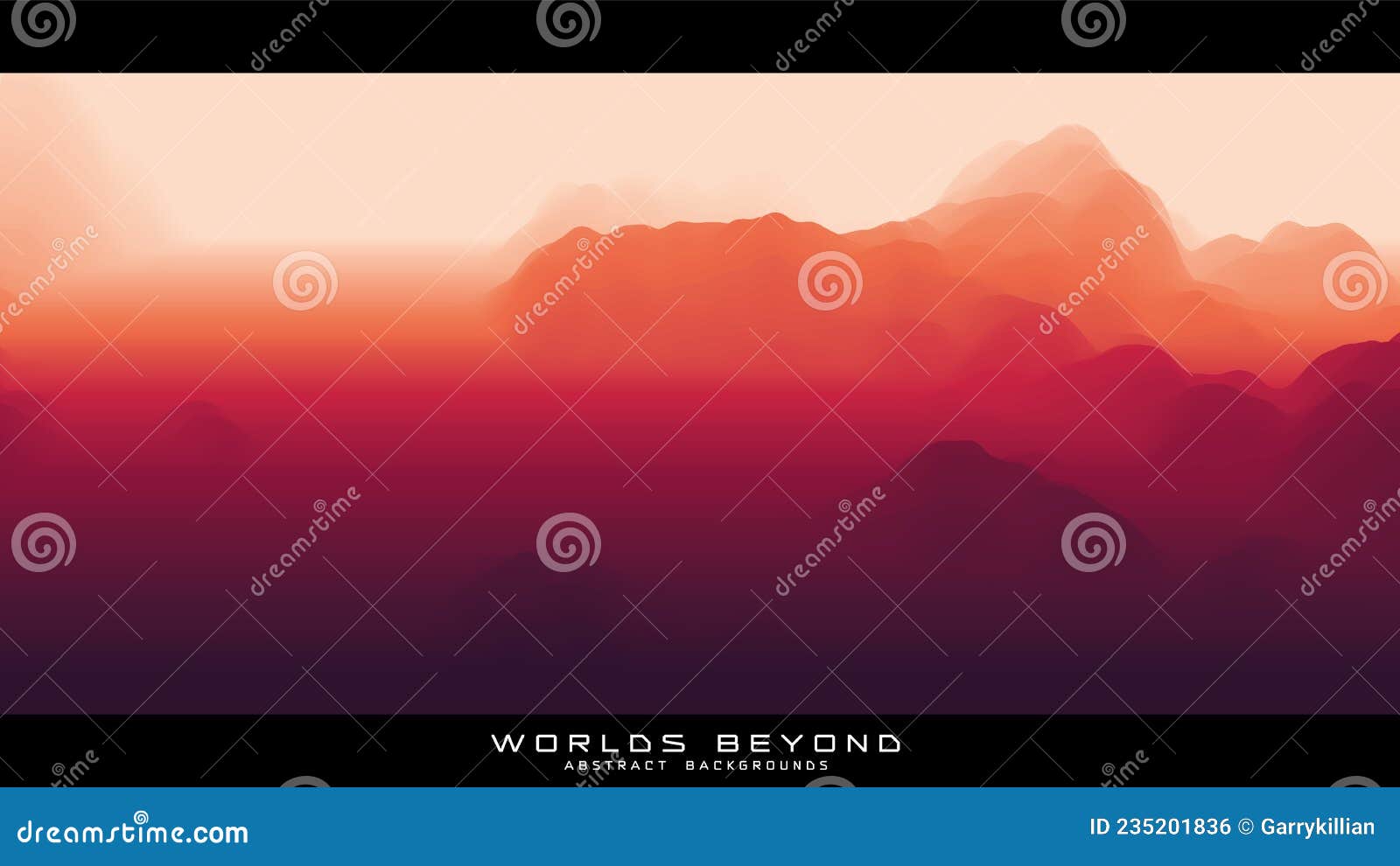 Fog Over Mountains. Vector Landscape Panorama. Abstract Red Gradient ...