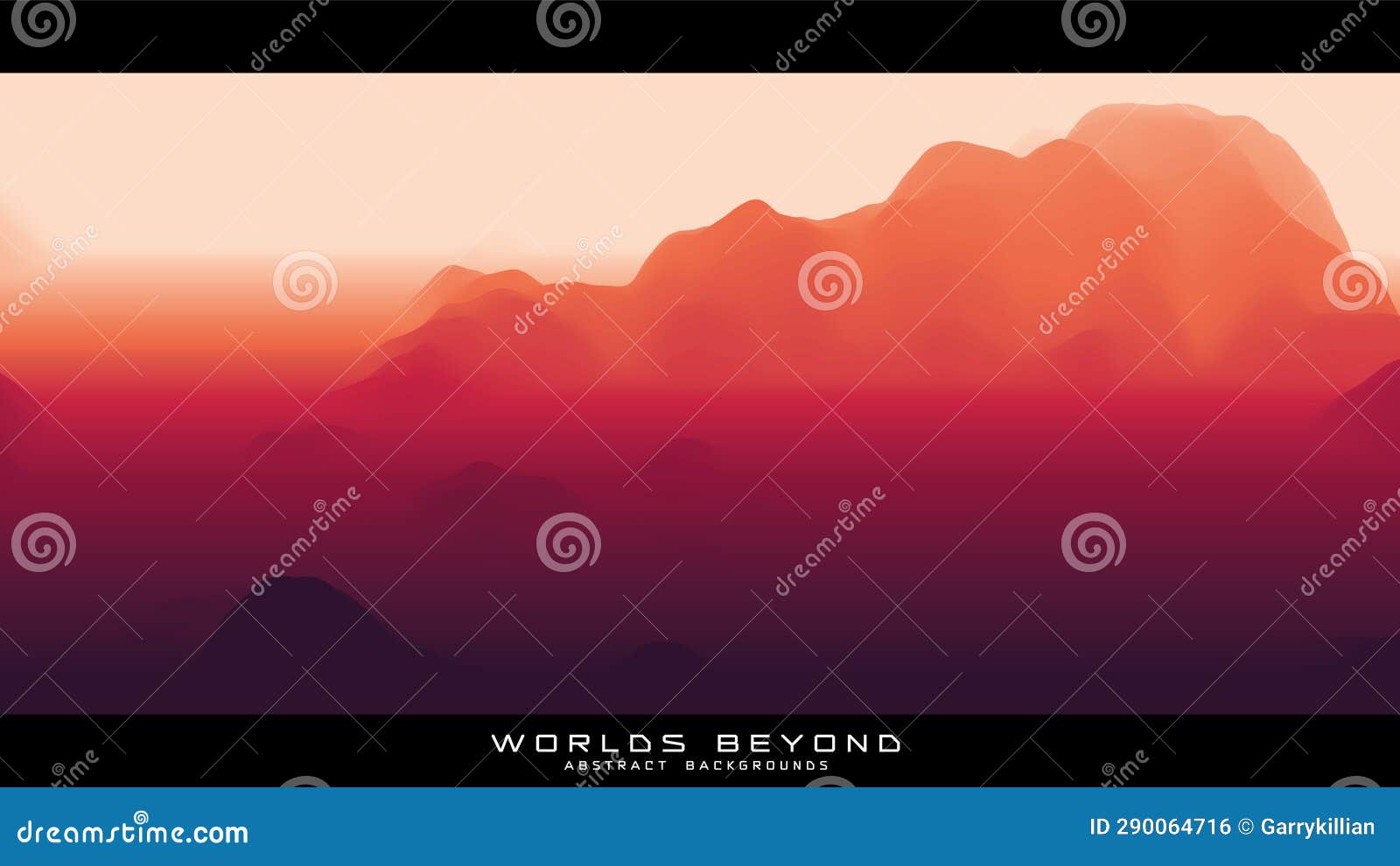 Fog Over Mountains. Vector Landscape Panorama. Abstract Red Gradient ...