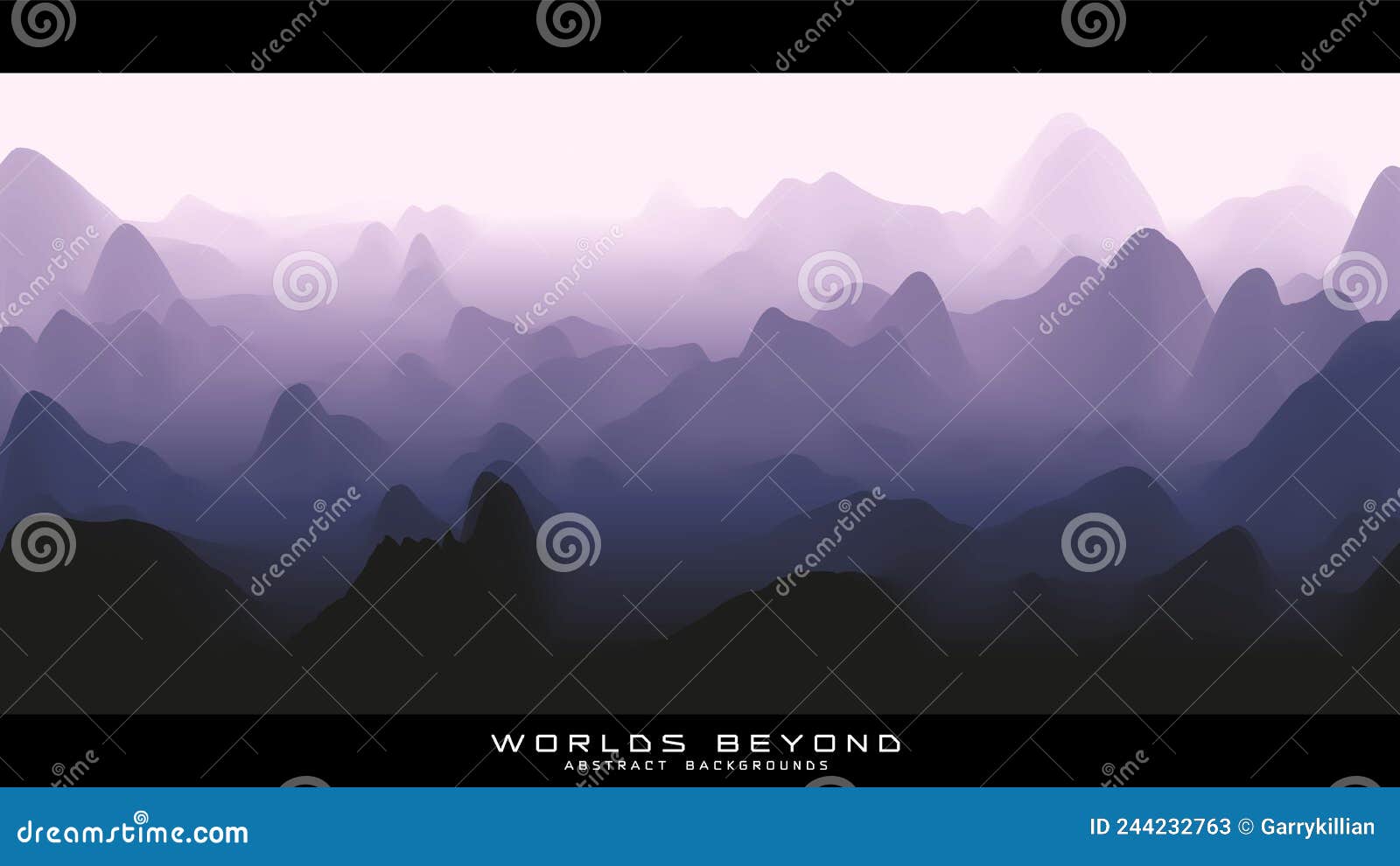 Fog Over Mountains. Vector Landscape Panorama. Abstract Violet Gradient ...