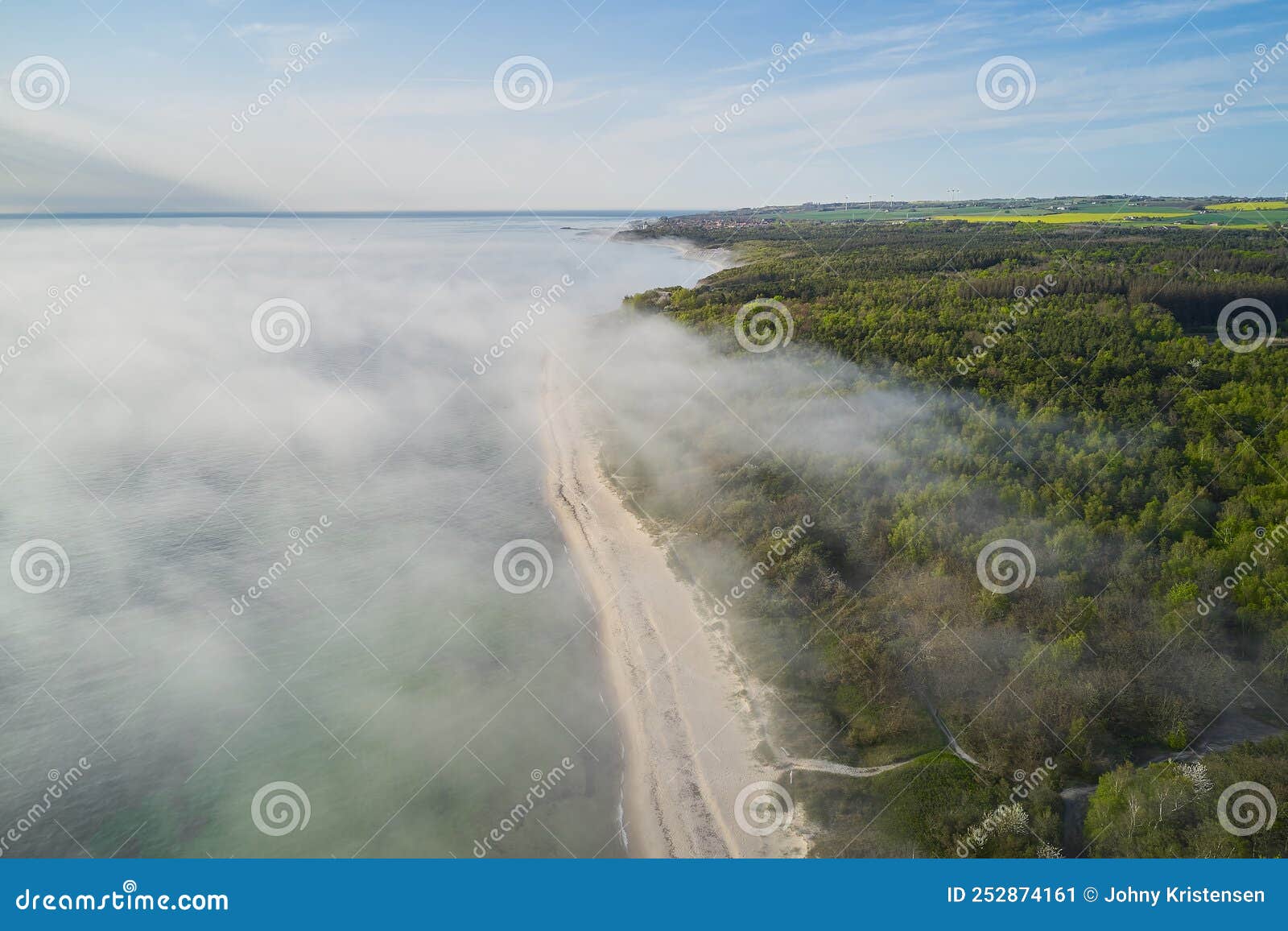 Fog Over the Ocean Hitting the Shore in Denmark Stock Image - Image of ...