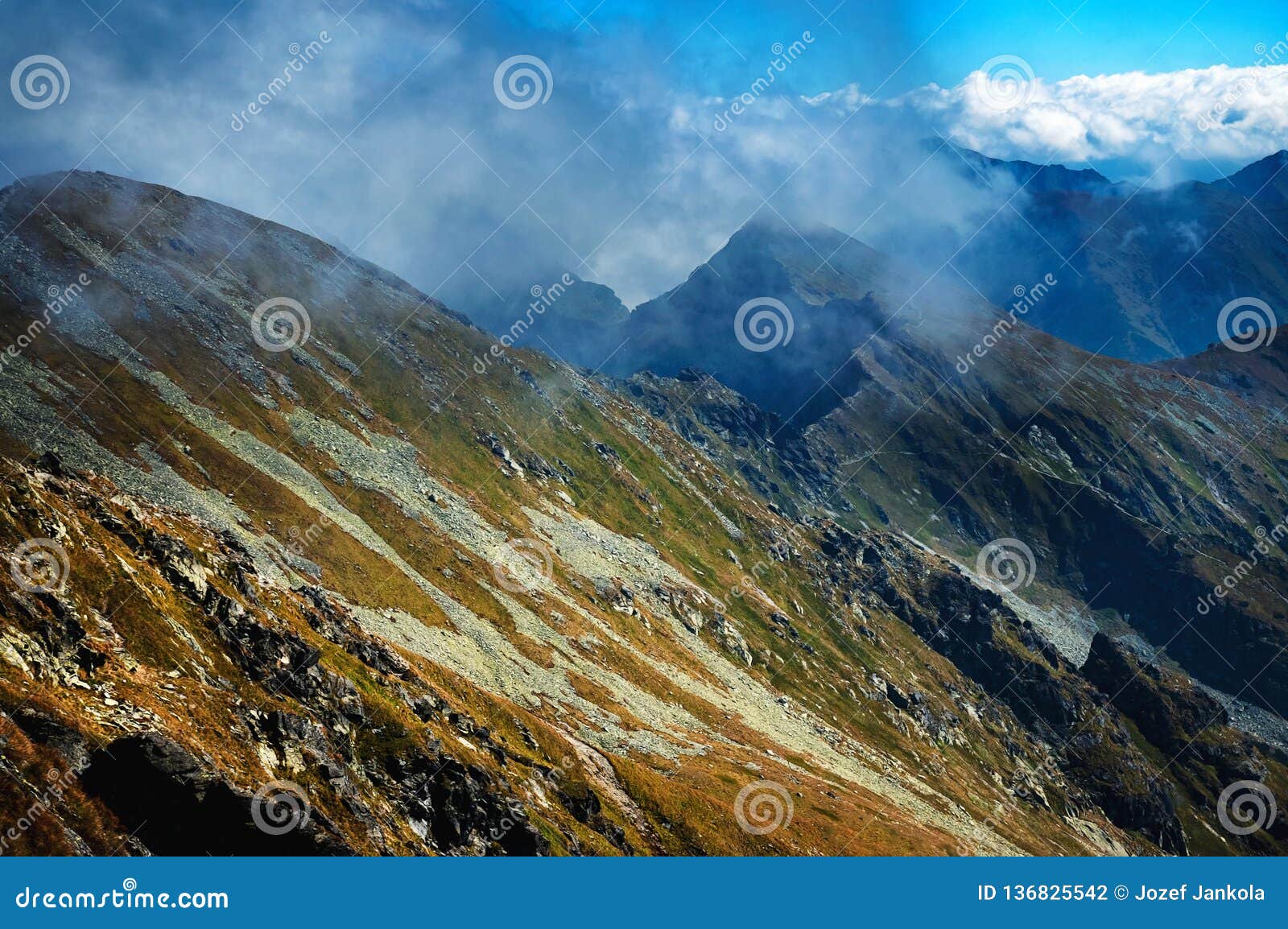 Fog Over the Ridge of the High Mountain Stock Photo - Image of scene ...