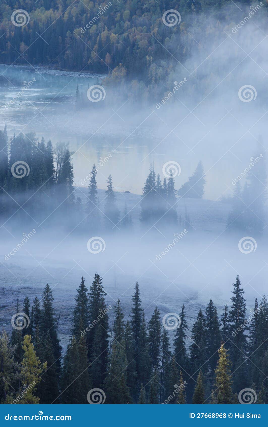 Fog Over River & Forest in Autumn Stock Photo - Image of mist, province ...