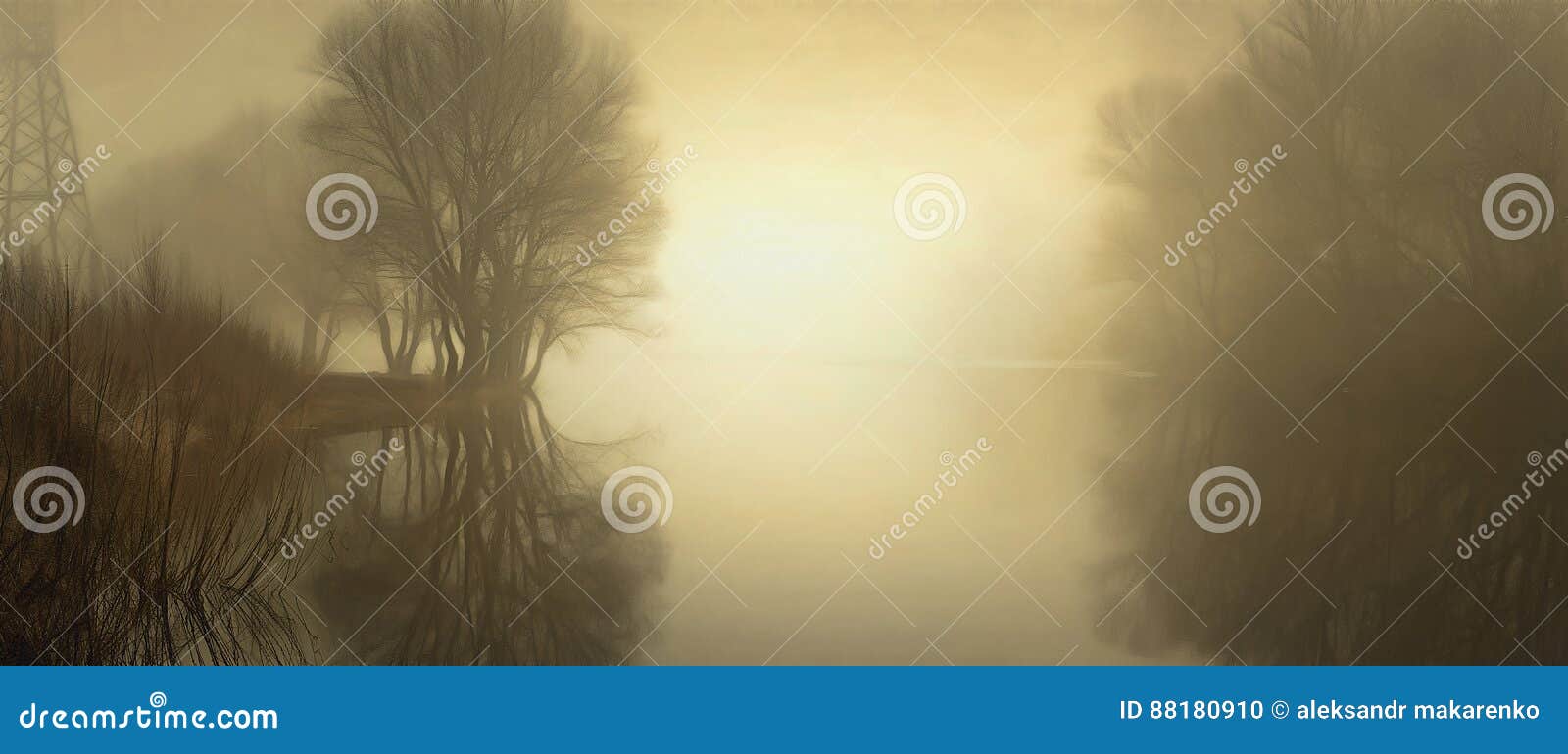 Fog Over Water in the Spring in the Early Morning. Stock Photo - Image ...