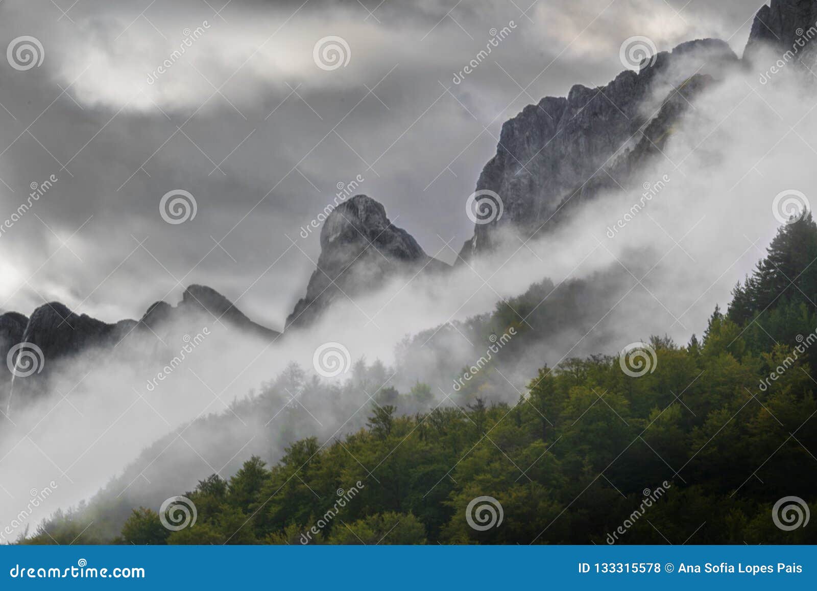 Fog in Pyrenees Mountains in Spain Stock Photo - Image of colorful ...