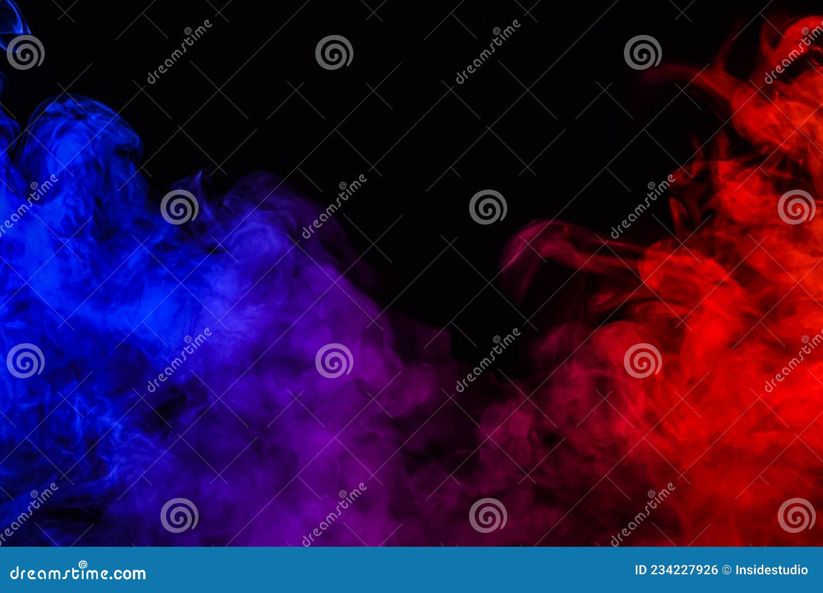 Fog in Red Blue Neon Light on Black Background. Stock Photo - Image of ...