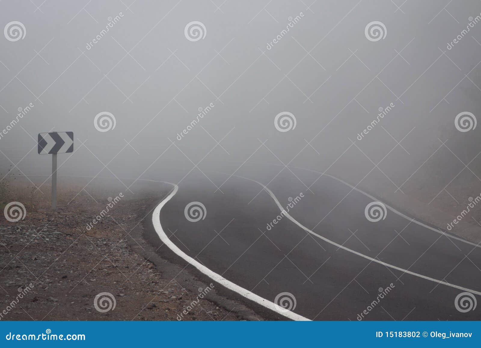 Fog on the road stock photo. Image of visibility, mist - 15183802