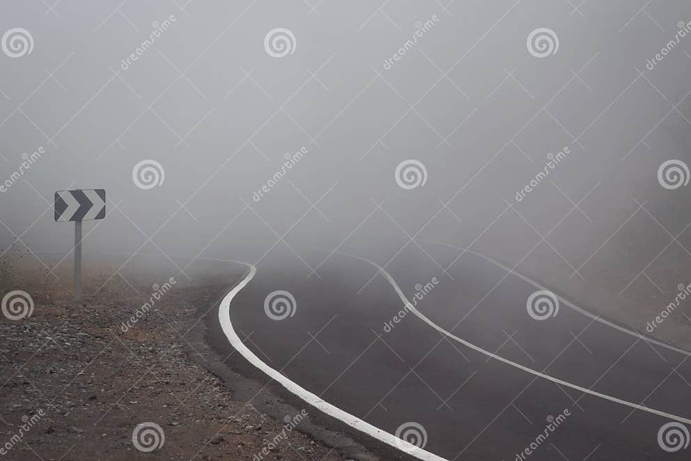 Fog on the road stock photo. Image of visibility, mist - 15183802
