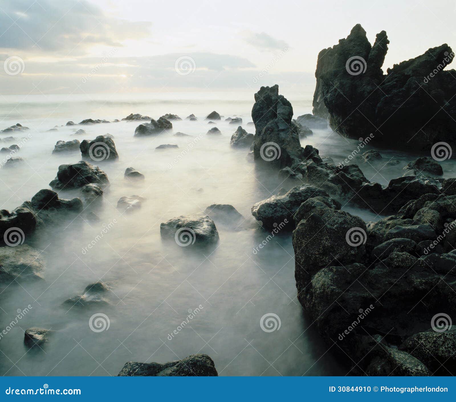 Fog among Rocks on Coastline Stock Photo - Image of landscape, coast ...