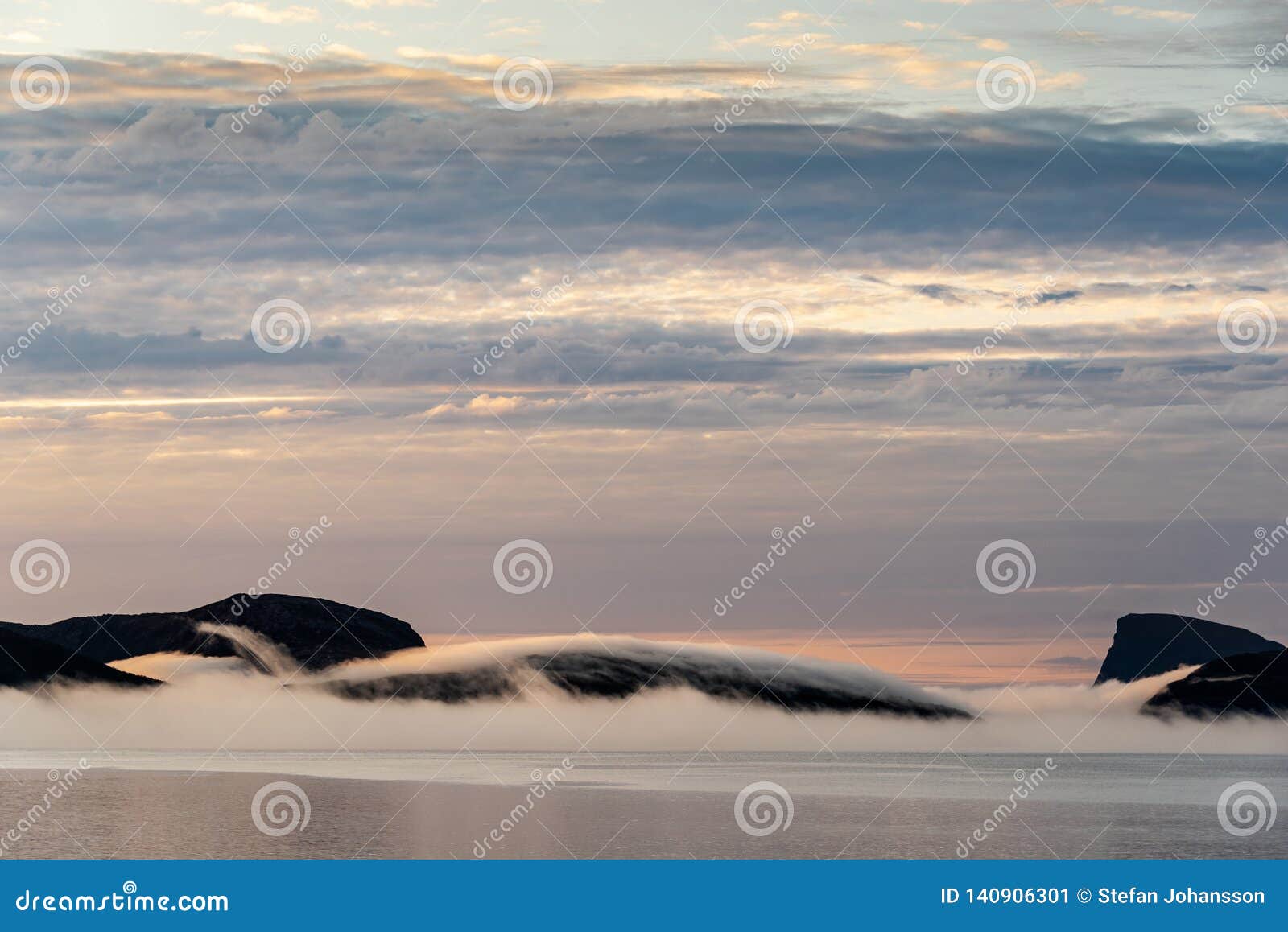Fog rolling in stock image. Image of dawn, fjord, landscape - 140906301