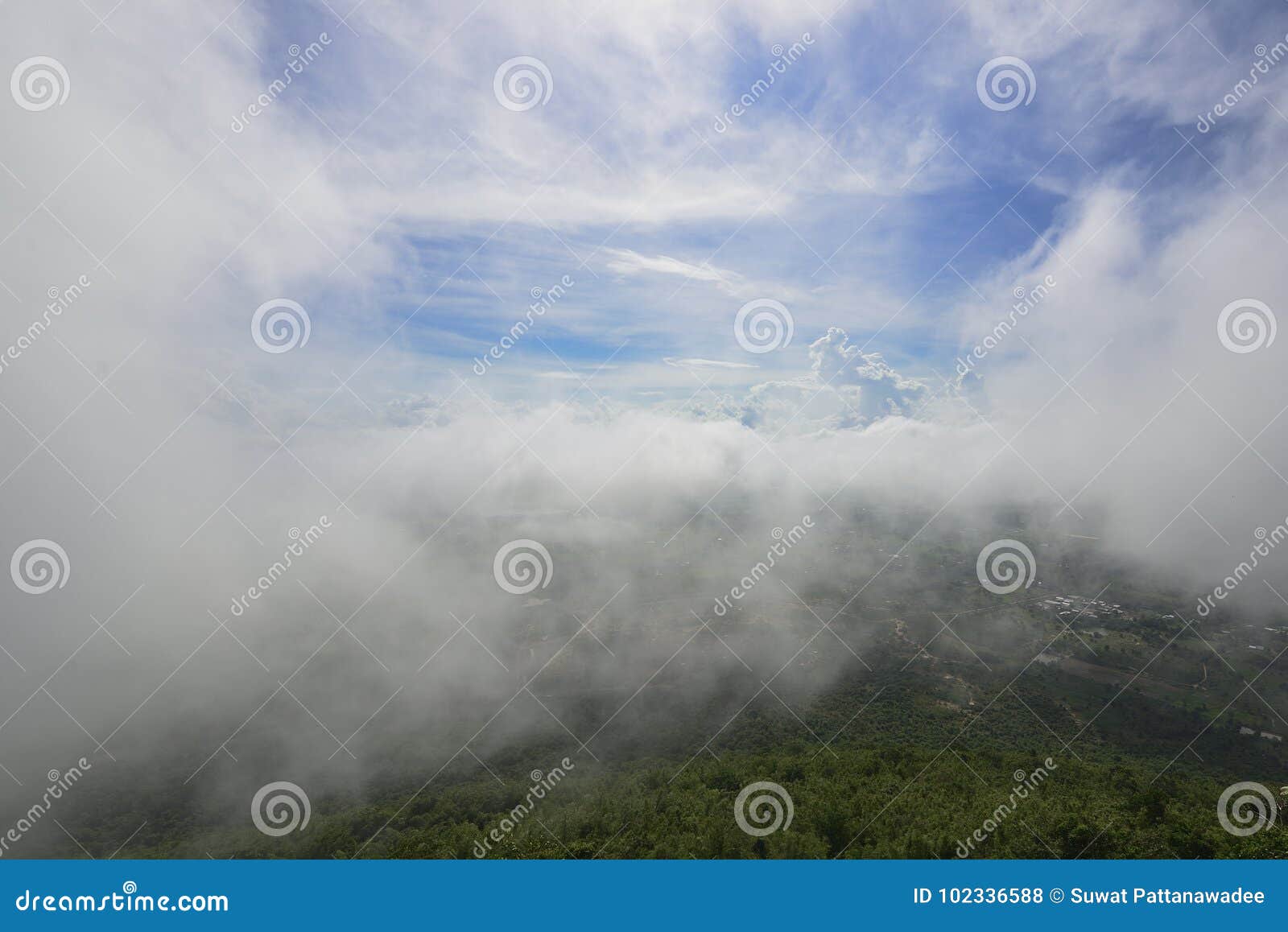 Fog and sky stock photo. Image of meadow, nature, morning - 102336588