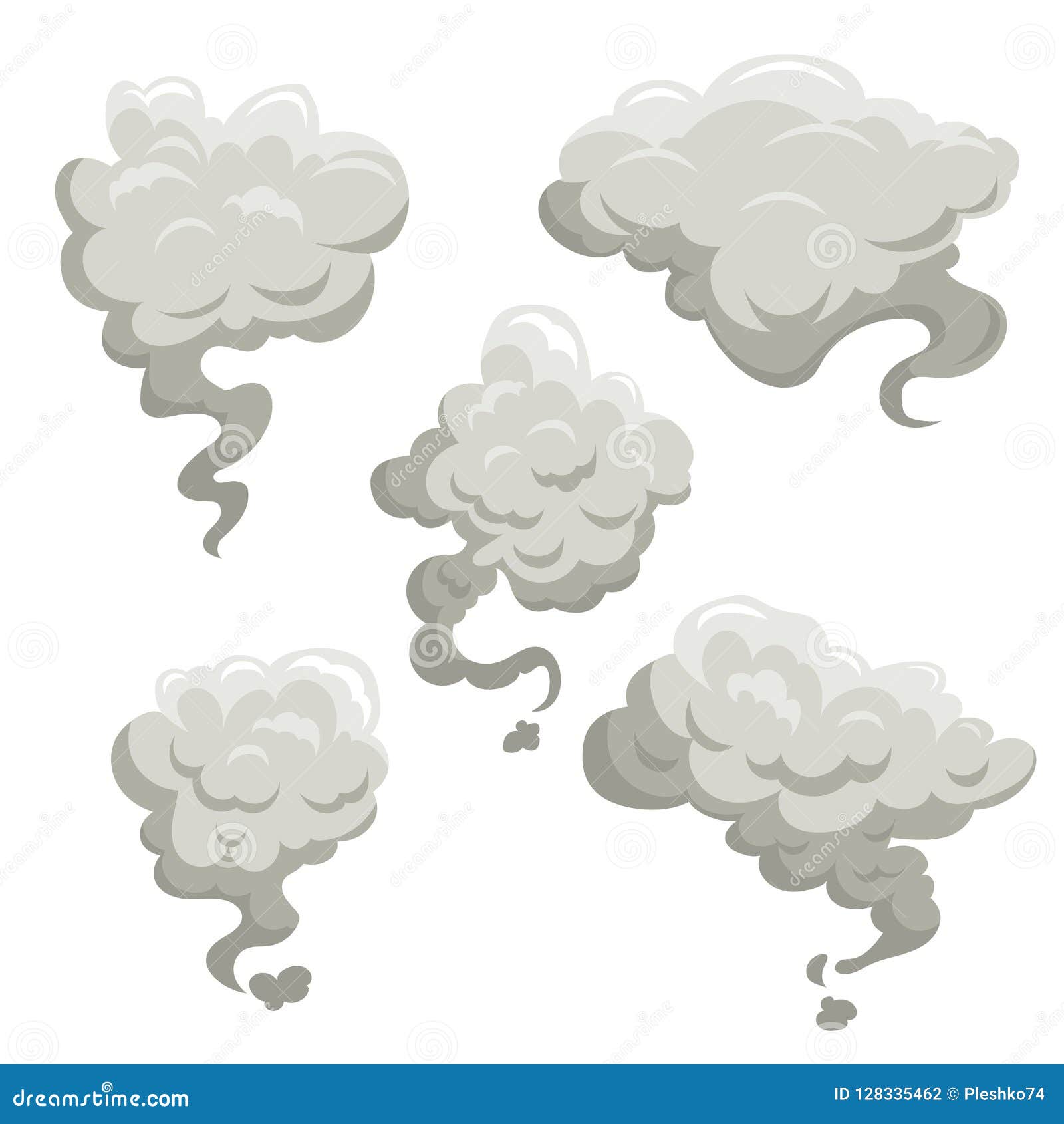 Fog or Smoke after Exposion Set. Cartoon Flat Simple Gradient Style ...