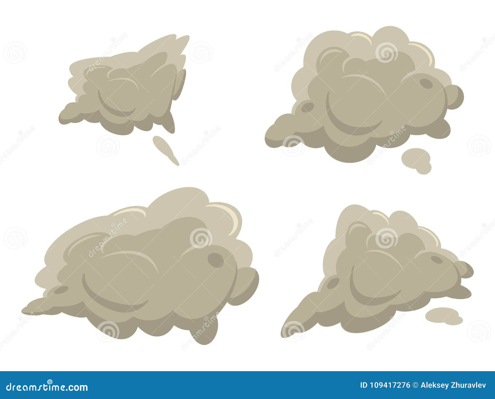 Fog or Smoke after Exposion Set. Cartoon Flat Simple Gradient Style ...