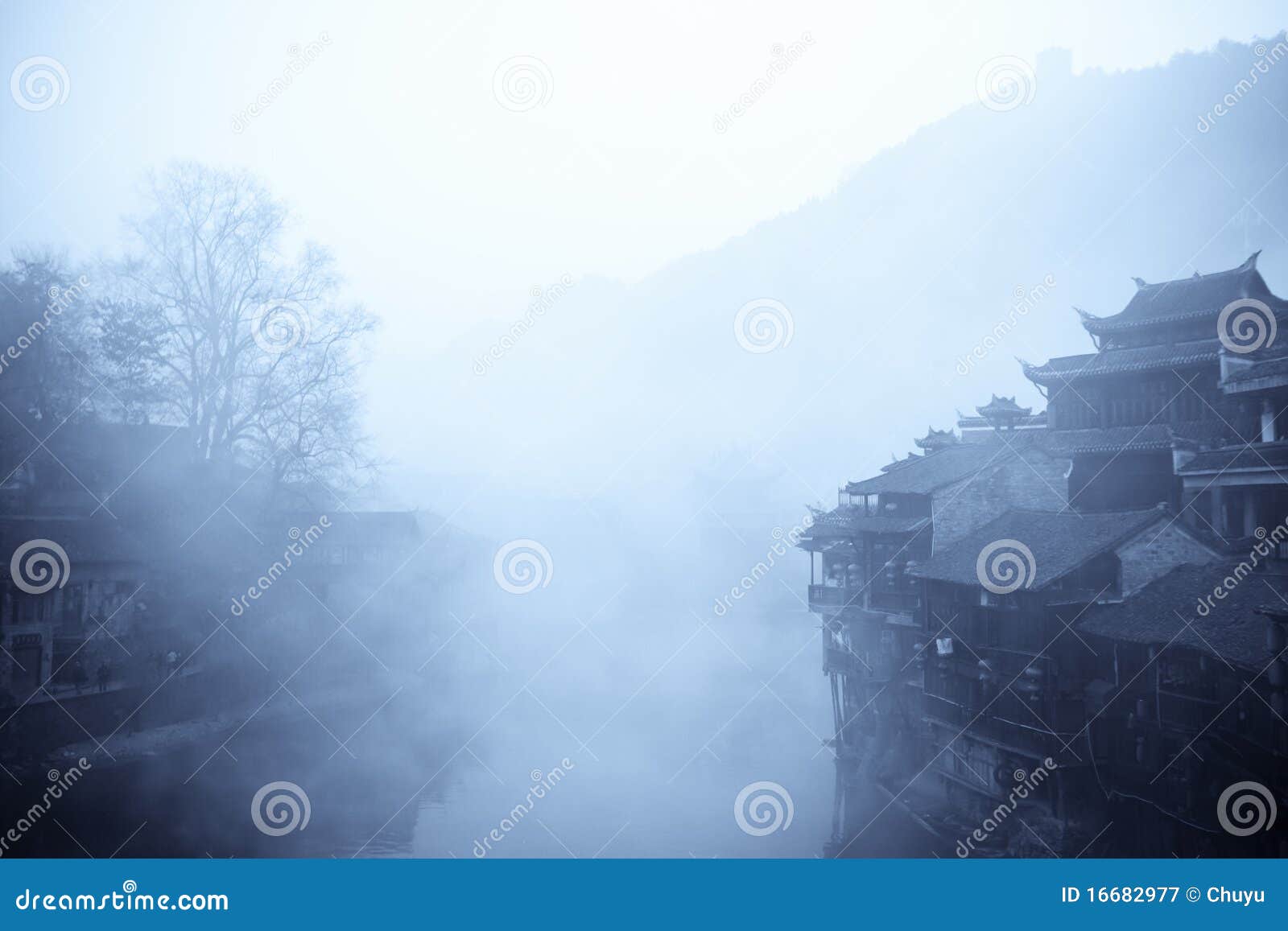 Fog town stock image. Image of beauty, ancient, water - 16682977