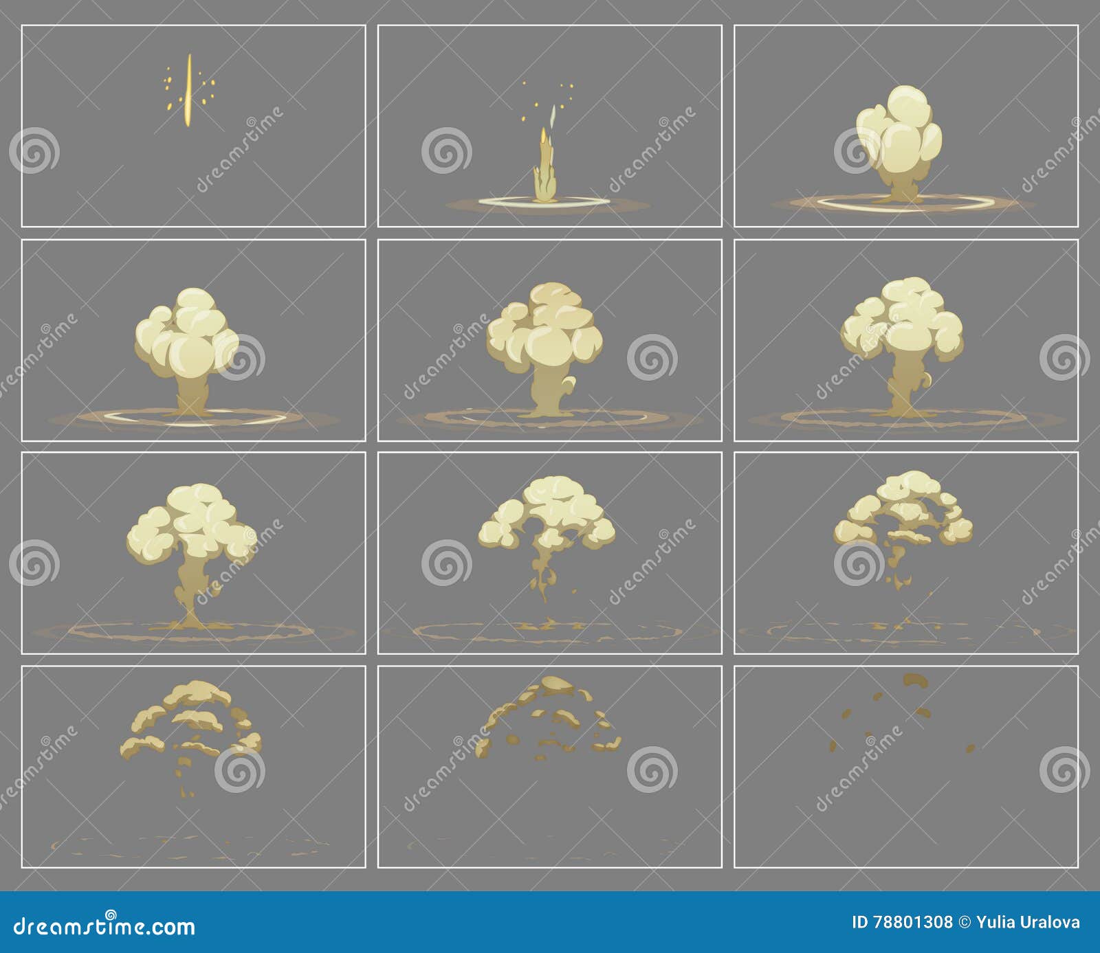 Fog Vertical Explosion Special Effect Animation Frames Stock Vector ...