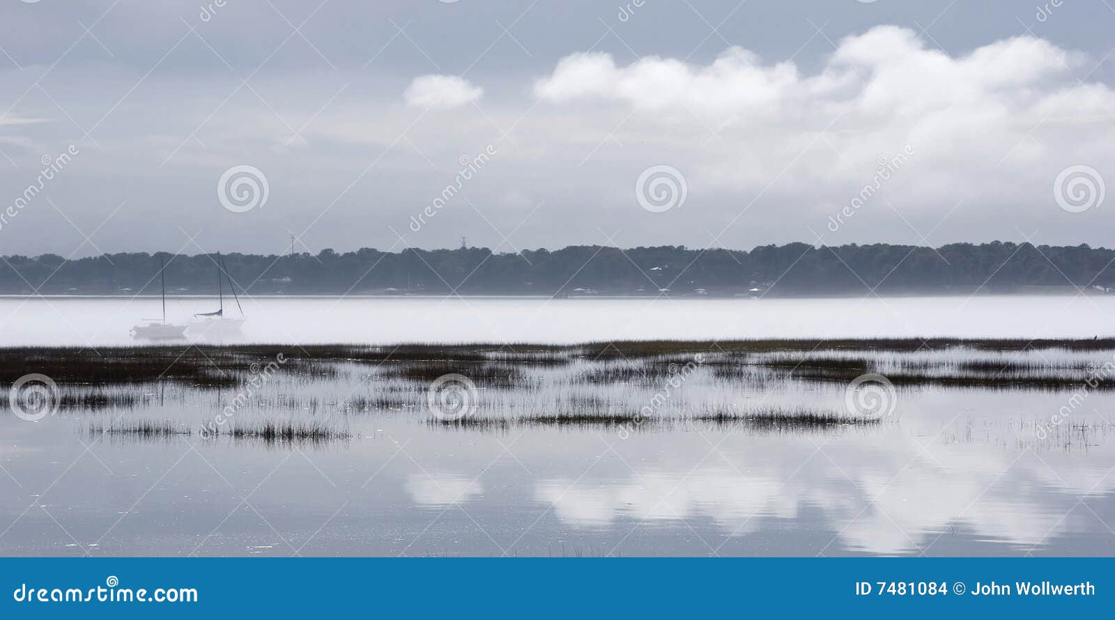 Fog on water stock photo. Image of coastal, river, overcast - 7481084