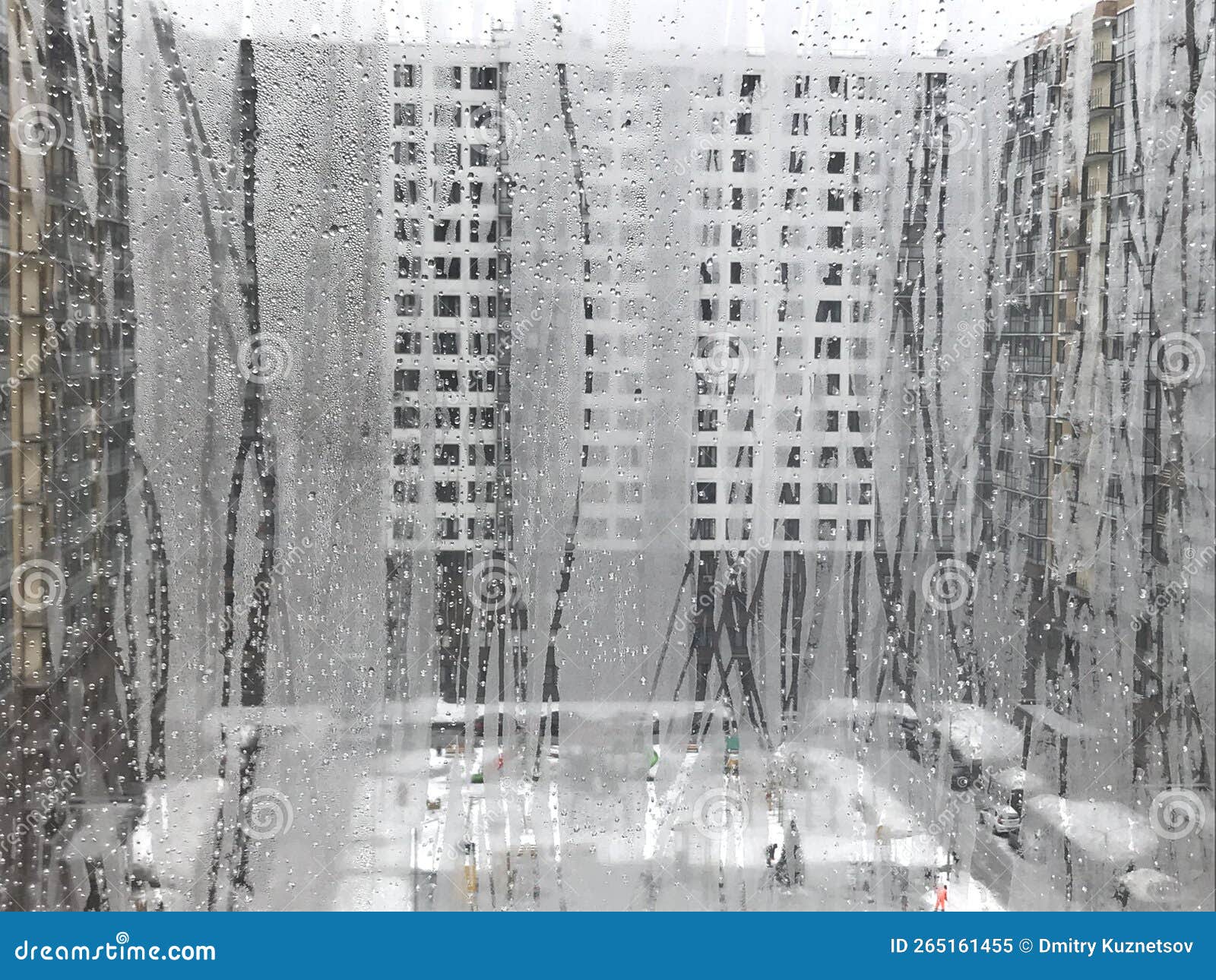Fogged Balcony Window Overlooking the Courtyard and the Adjacent ...