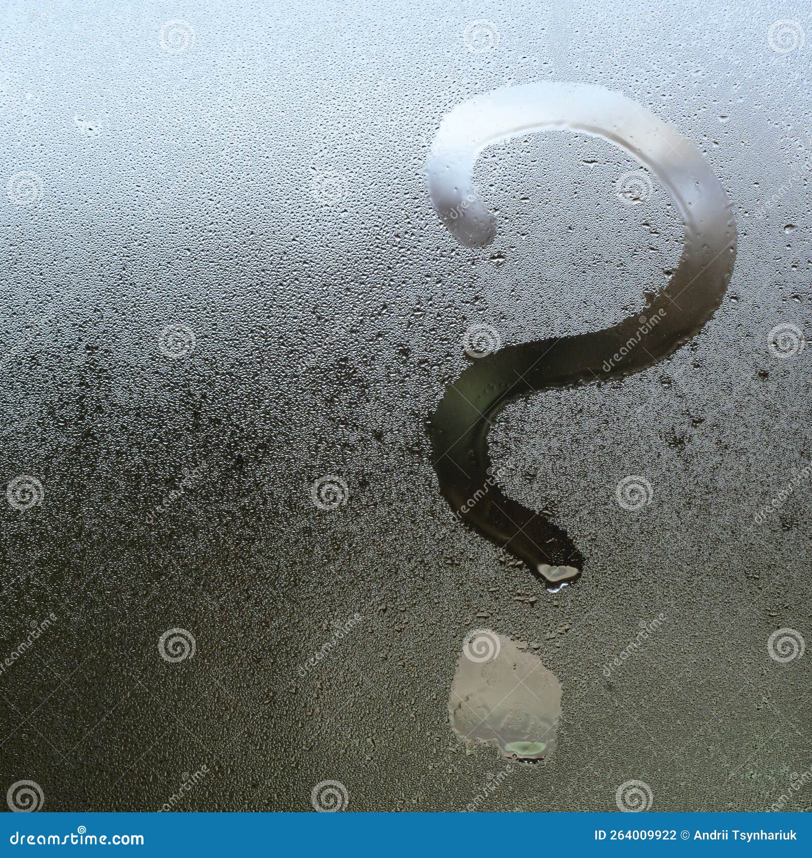 Fogged Glass, A Question Mark Is Written On The Window With ...