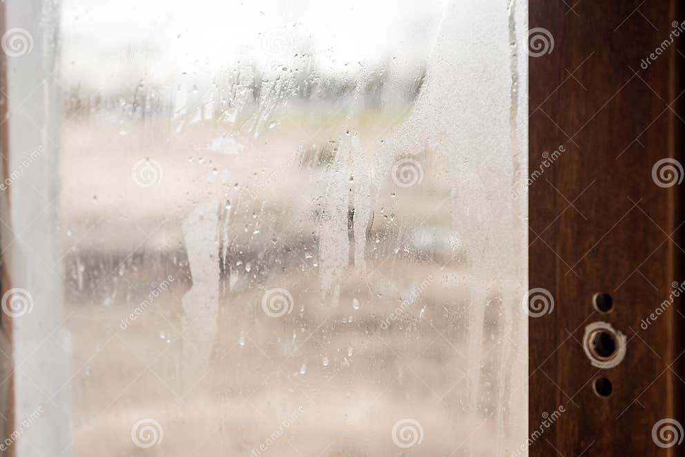 Fogged Glass on Window Inside Stock Photo - Image of steam, liquid ...