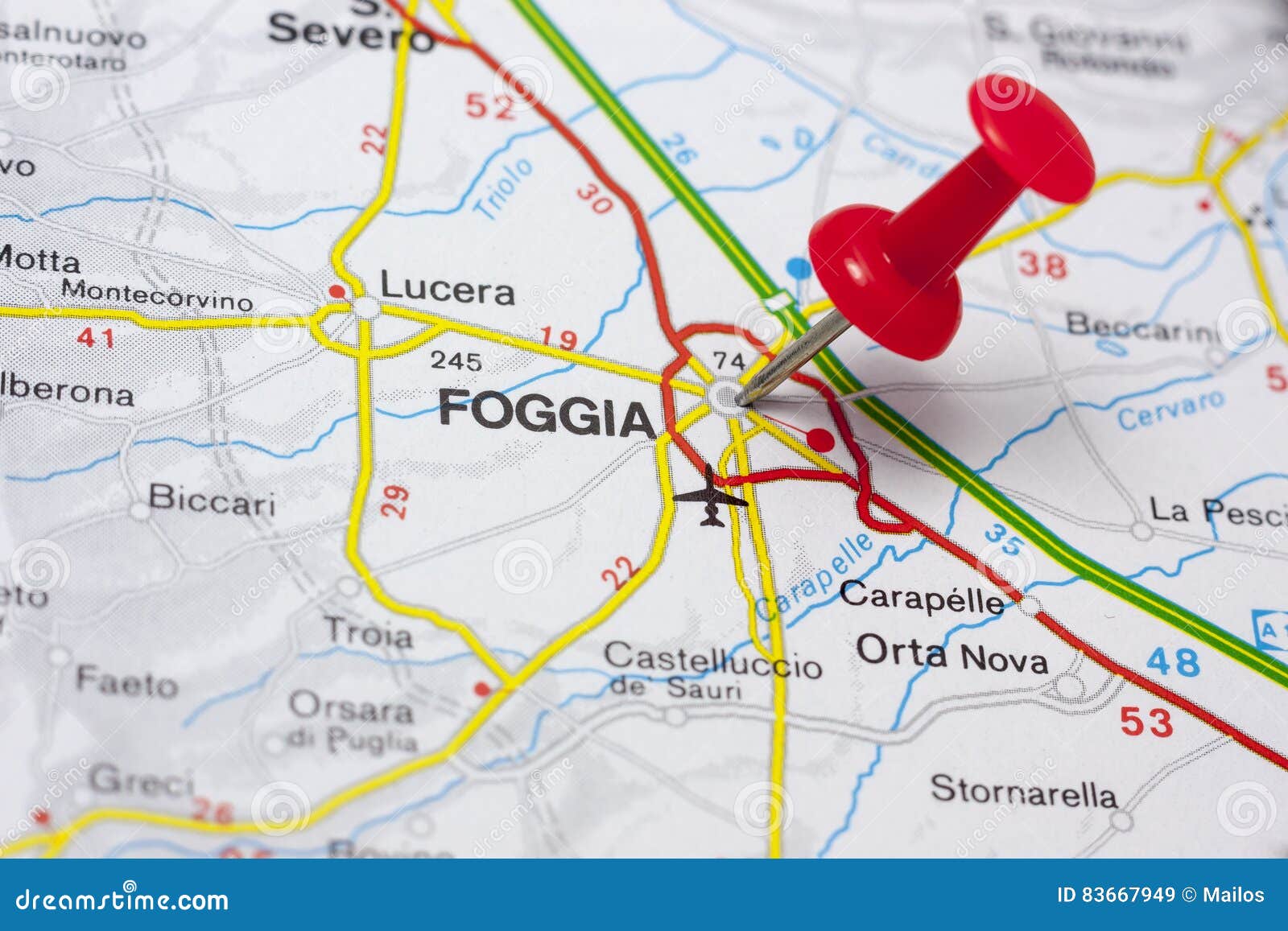Foggia Italy on a Map stock image. Image of background - 83667949