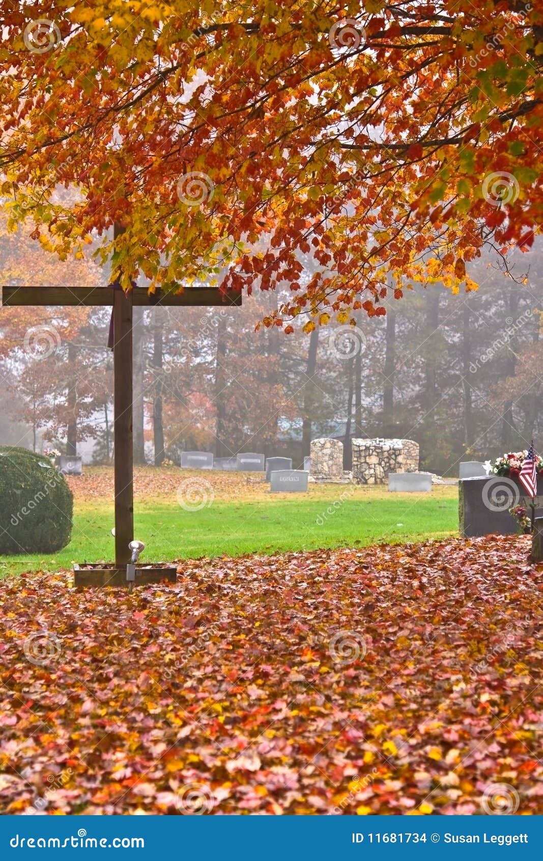 Foggy Autumn Cemetery stock photo. Image of erie, fall - 11681734