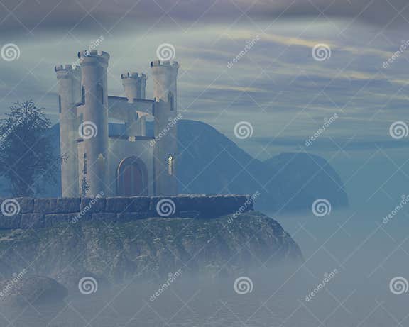 Foggy castle stock illustration. Illustration of castle - 5264876