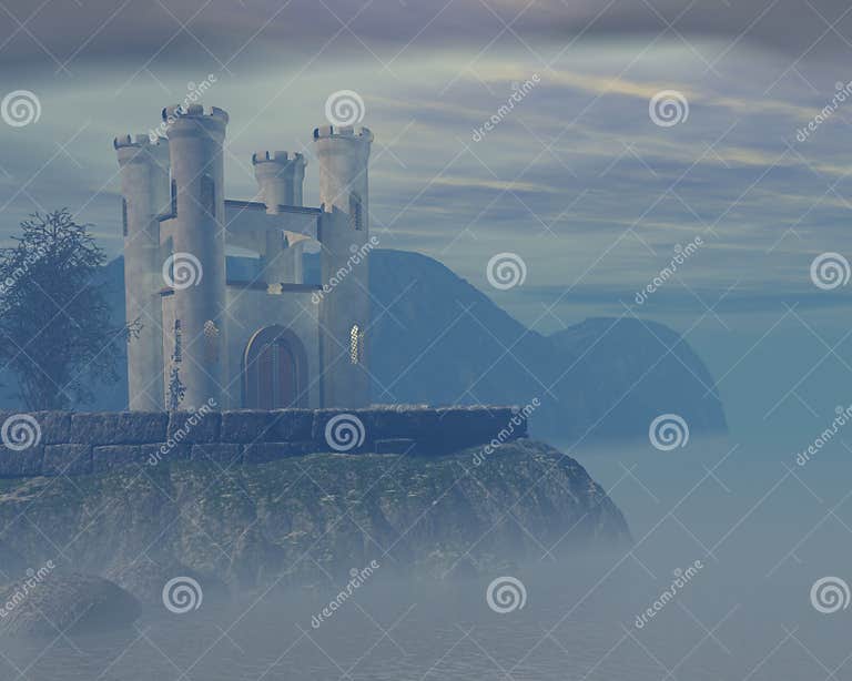 Foggy castle stock illustration. Illustration of castle - 5264876
