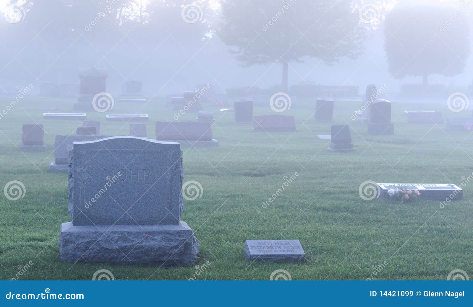 Foggy cemetery stock image. Image of tombstones, twilight - 14421099