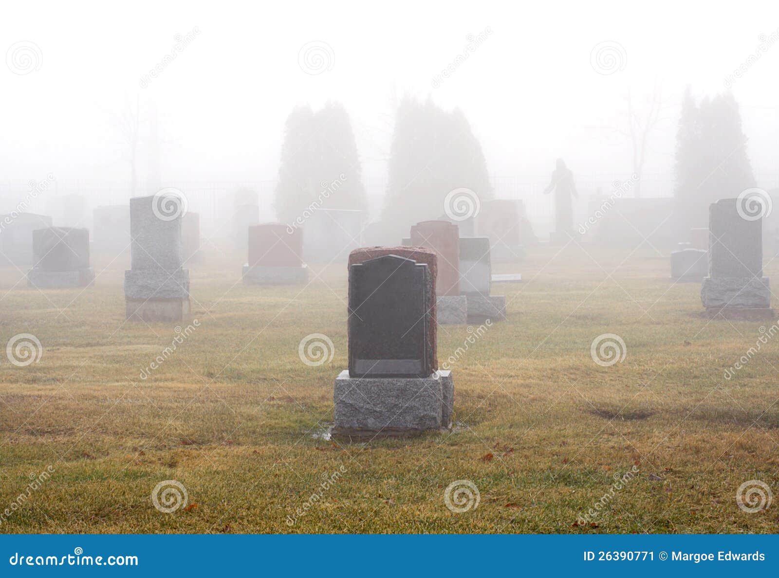 Foggy cemetery stock image. Image of tomb, horizontal - 26390771