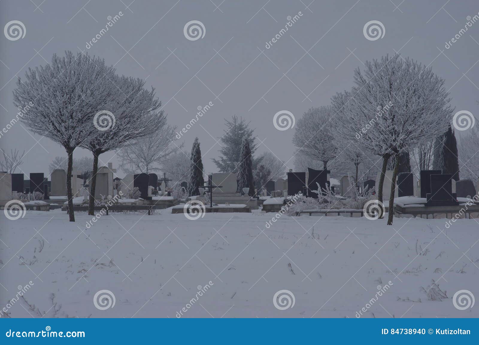 Foggy cemetery stock photo. Image of christian, dark - 84738940