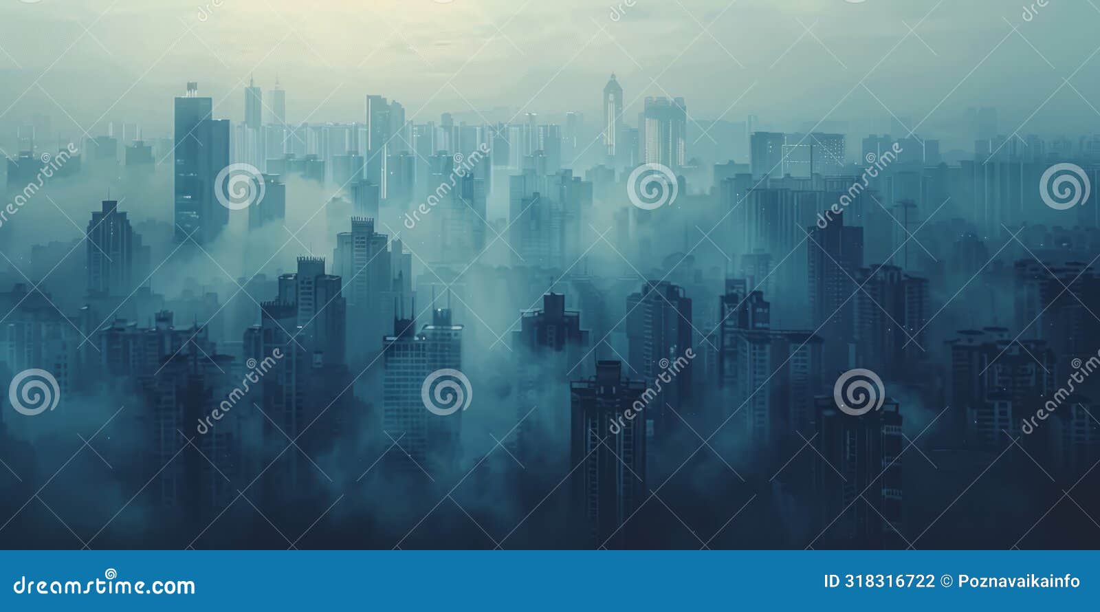 Foggy Cityscape Background with Skyscrapers. Stock Photo - Image of ...