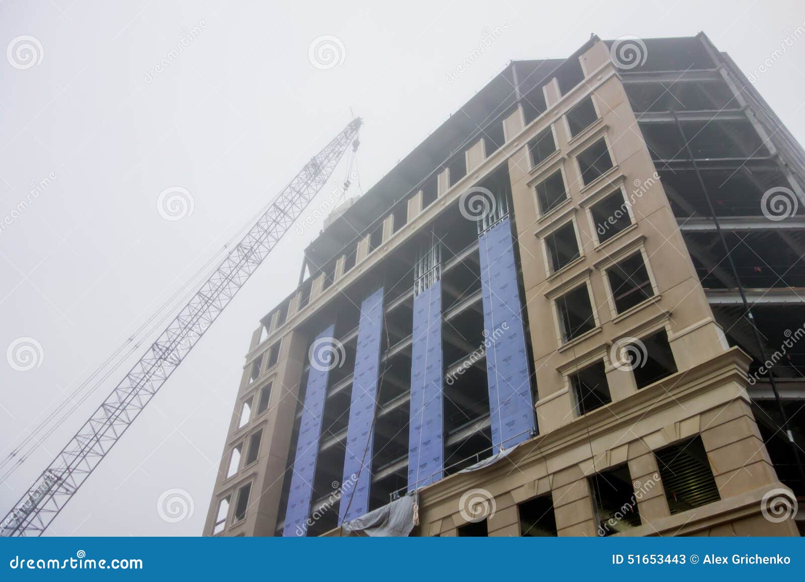 Foggy Da Over Major Construction Site Stock Image - Image of visibility ...
