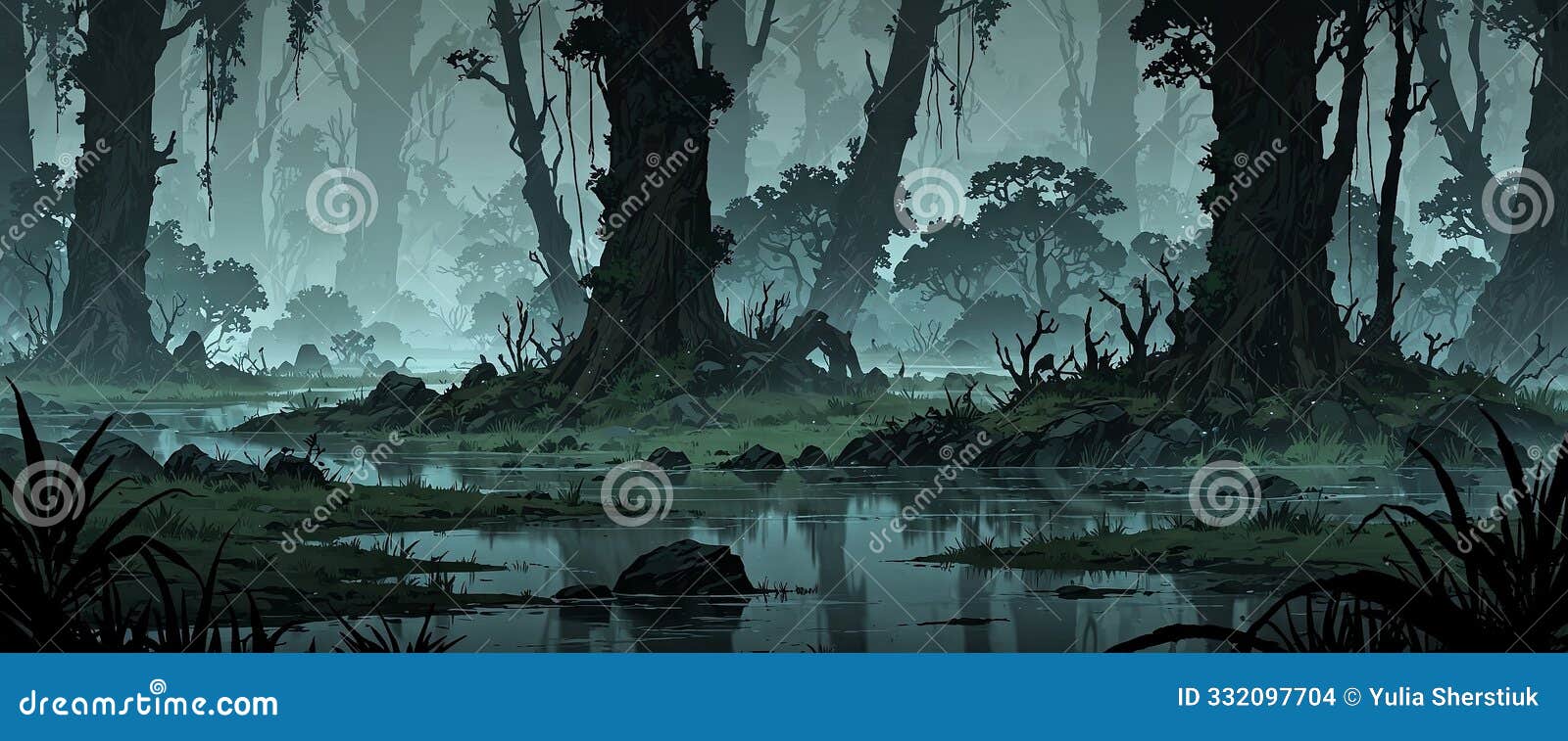 A Foggy Eerie Swamp Superb Anime-styled and DnD Environment. Anime ...