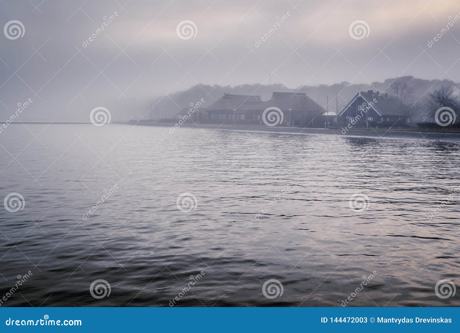Foggy Evening in Nida City, Lithuania Stock Image - Image of parnidis ...