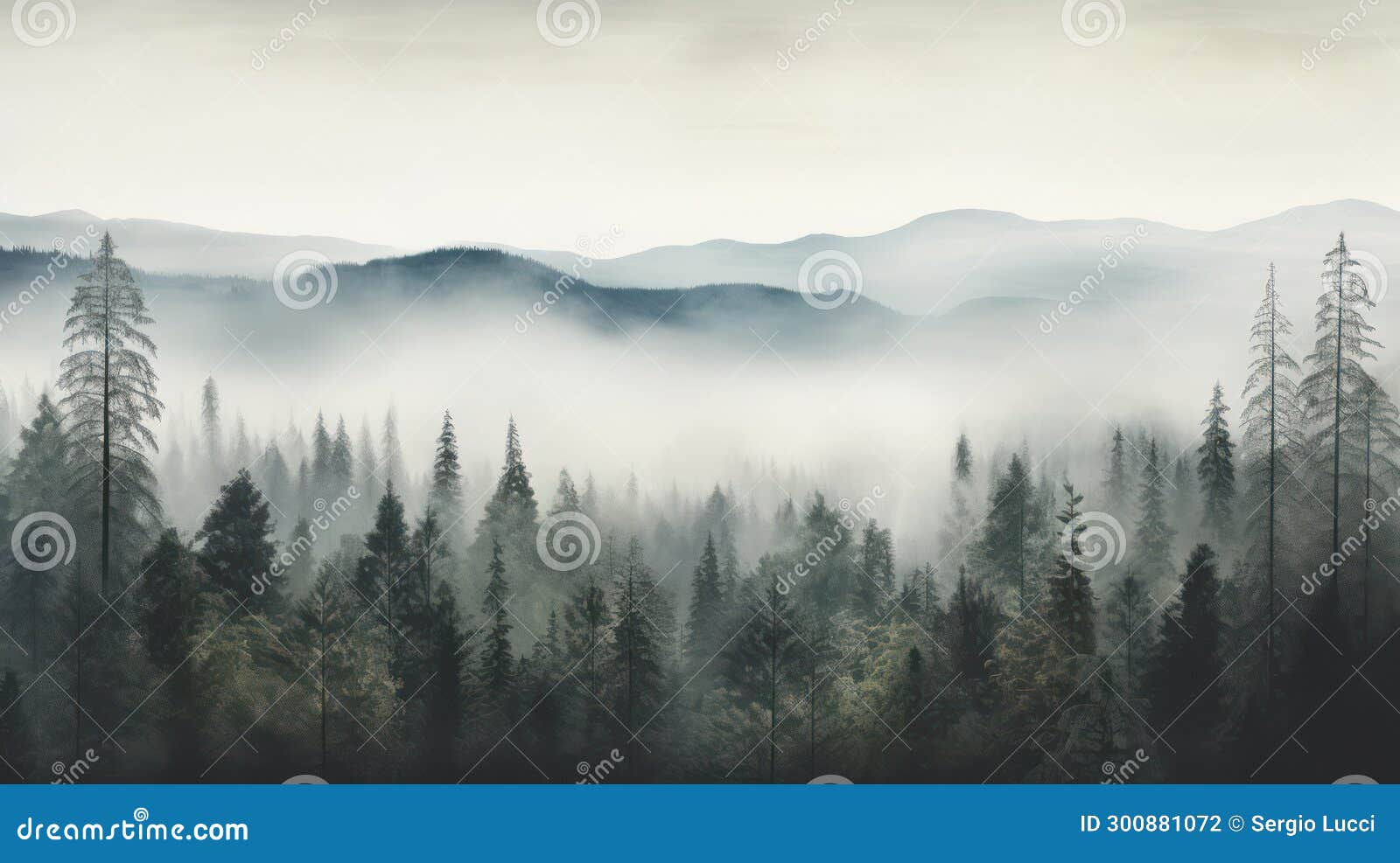 Foggy Forest with Trees in the Background. Filtered Image Processed ...