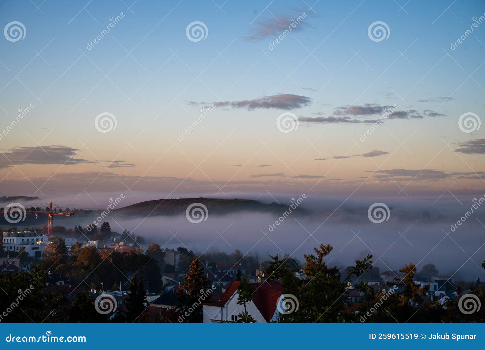 Foggy hill stock image. Image of flying, mist, hill - 259615519