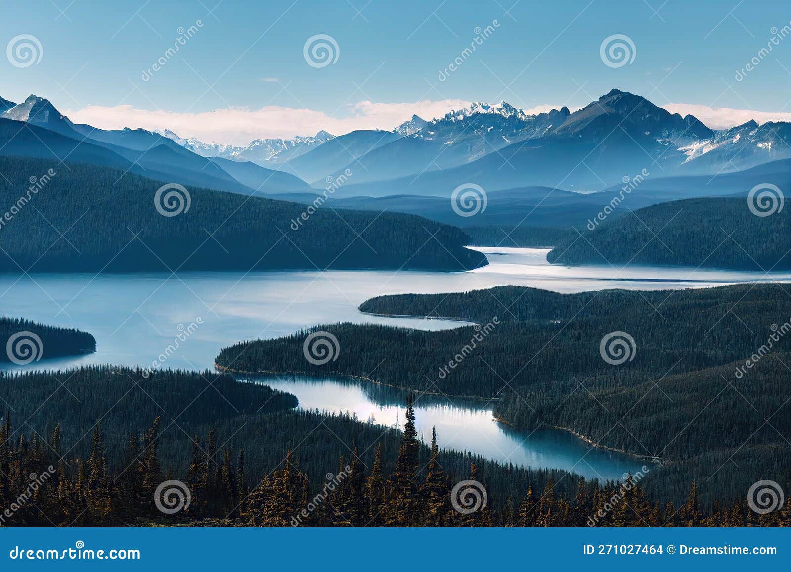 Foggy Hills Standing Behind Smooth Mountain Lake Stock Photo - Image of ...